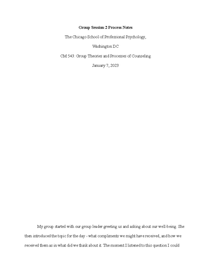 Group session 6 process notes - Group session 6 process notes The ...
