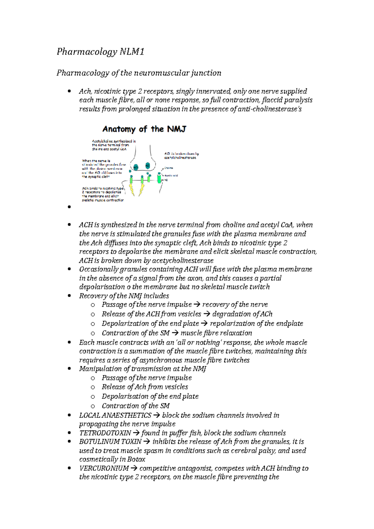 Pharmacology NLM1 - Lecture notes Year 1 - Pharmacology NLM ...