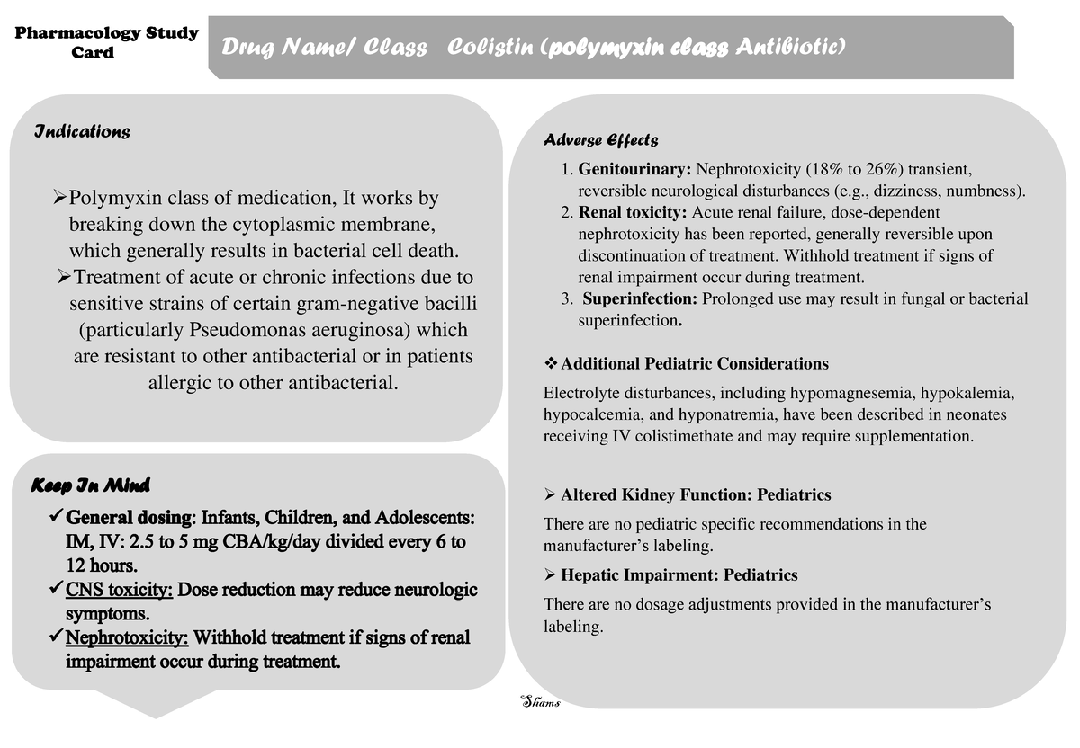 Colistine - notes about Colistin and its side effects and dose ...