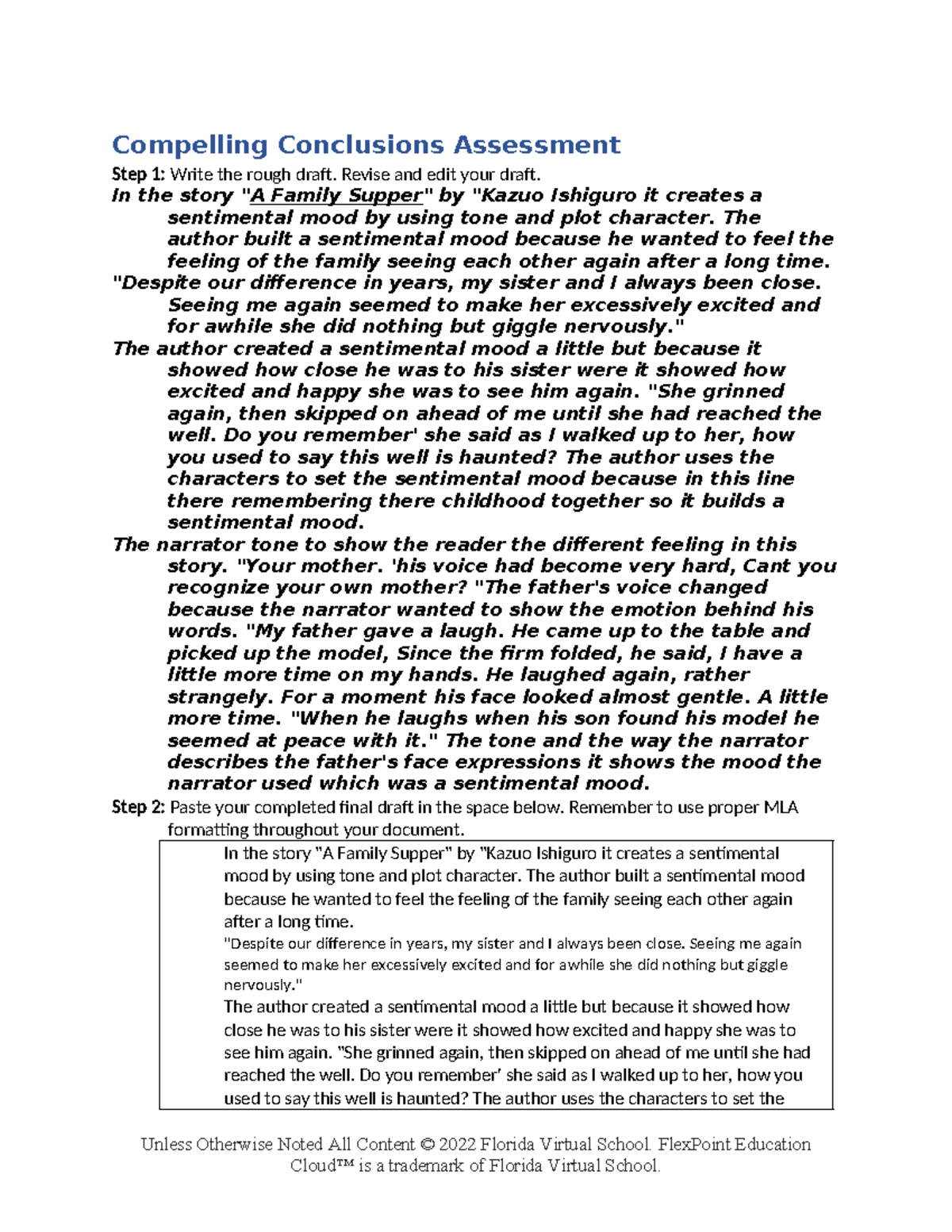 Compelling conclusions assess rubric - Compelling Conclusions ...