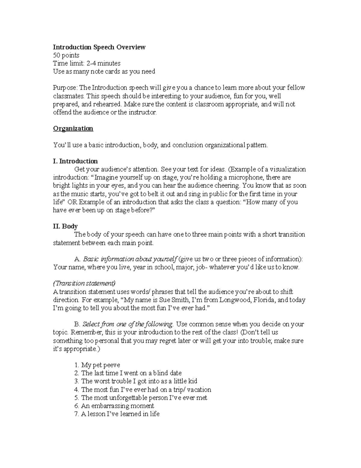 Introduction Speech Overview. 2013 - Introduction Speech Overview 50 ...