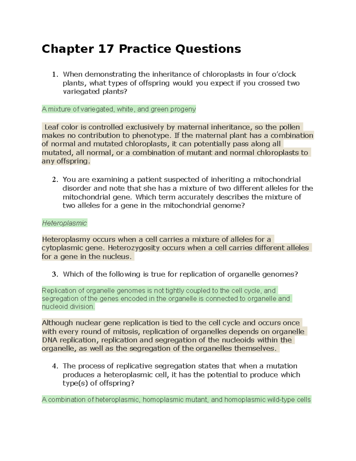 Chapter 17 Practice Questions - Chapter 17 Practice Questions 1. When ...