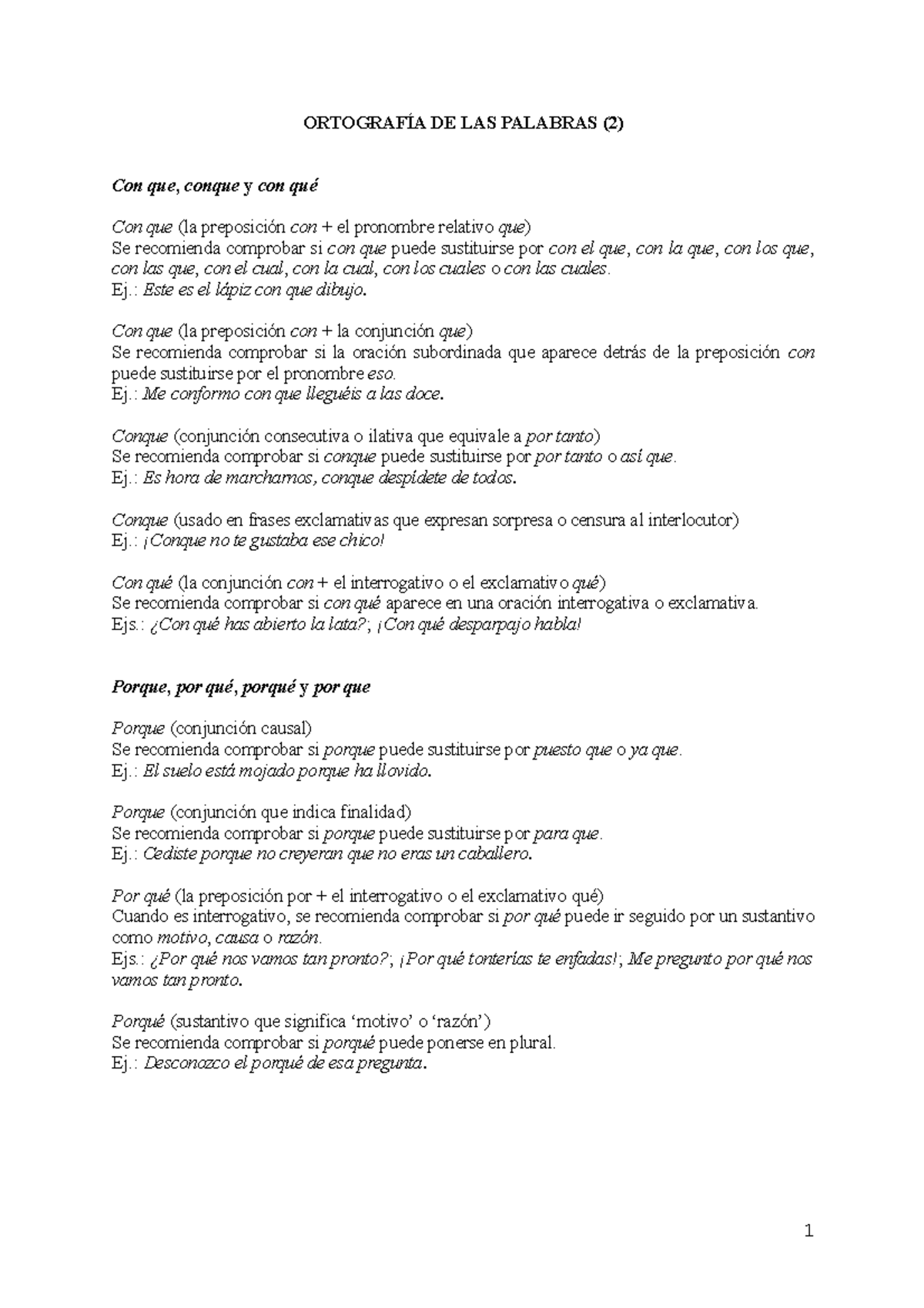 Ort - Reglas de ortografía importantes en ele xamen parte tipo test ...