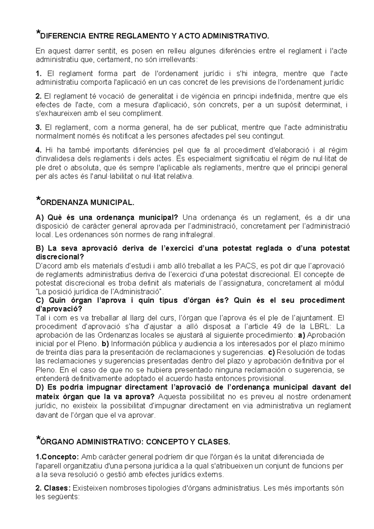 Diferencia Entre Reglamento Y ACTO Administrativo - *DIFERENCIA ENTRE REGLAMENTO Y ACTO - Studocu