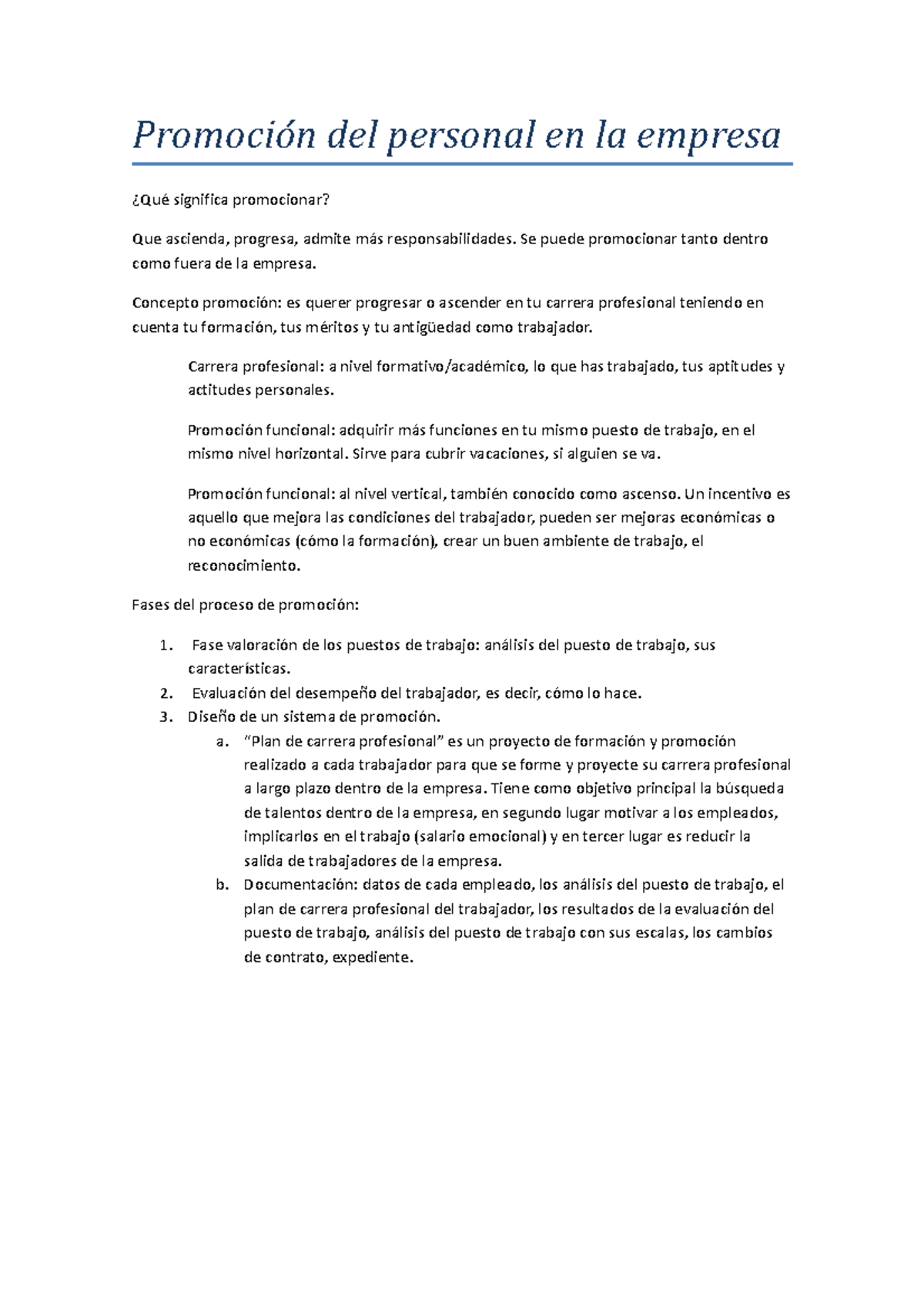 U8 Promoción del personal - Promoción del personal en la empresa ¿Qué ...