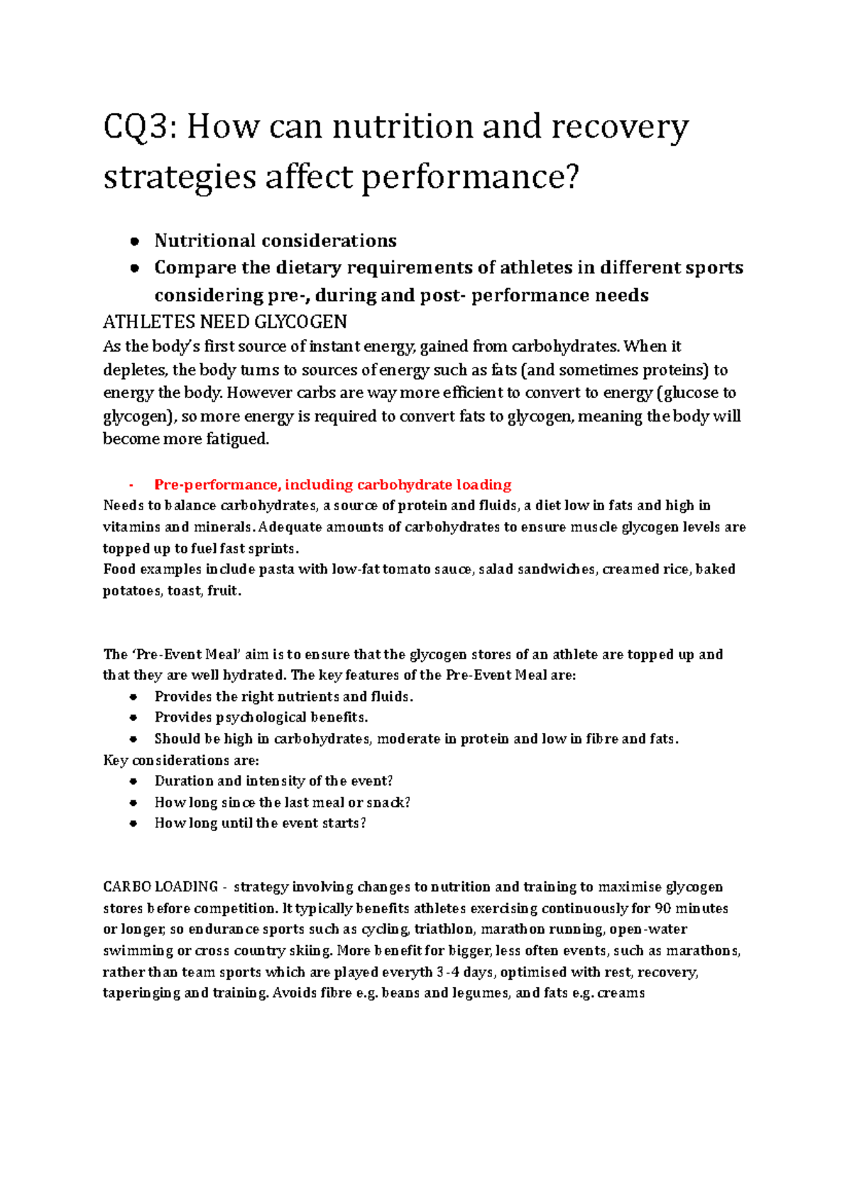 CQ3 How can nutrition and recovery strategies affect performance - CQ3 ...