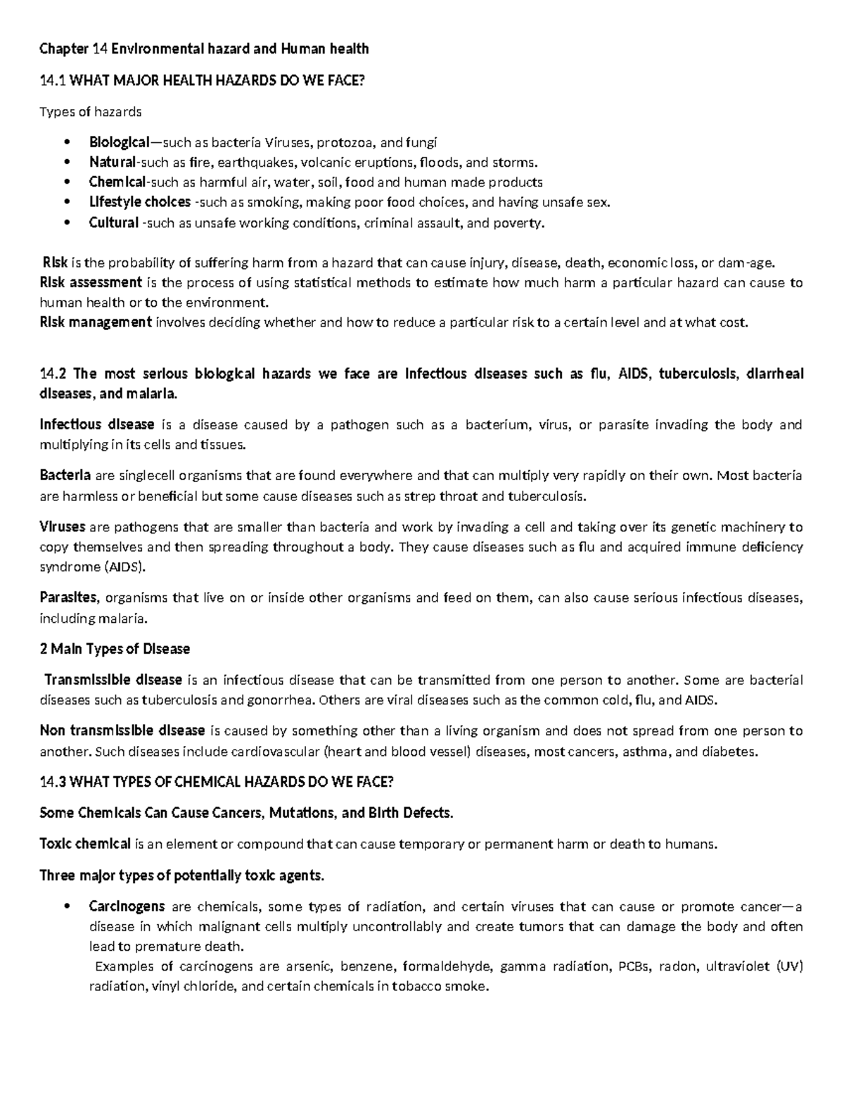 Environmental Science Reviewer - Chapter 14 Environmental hazard and ...