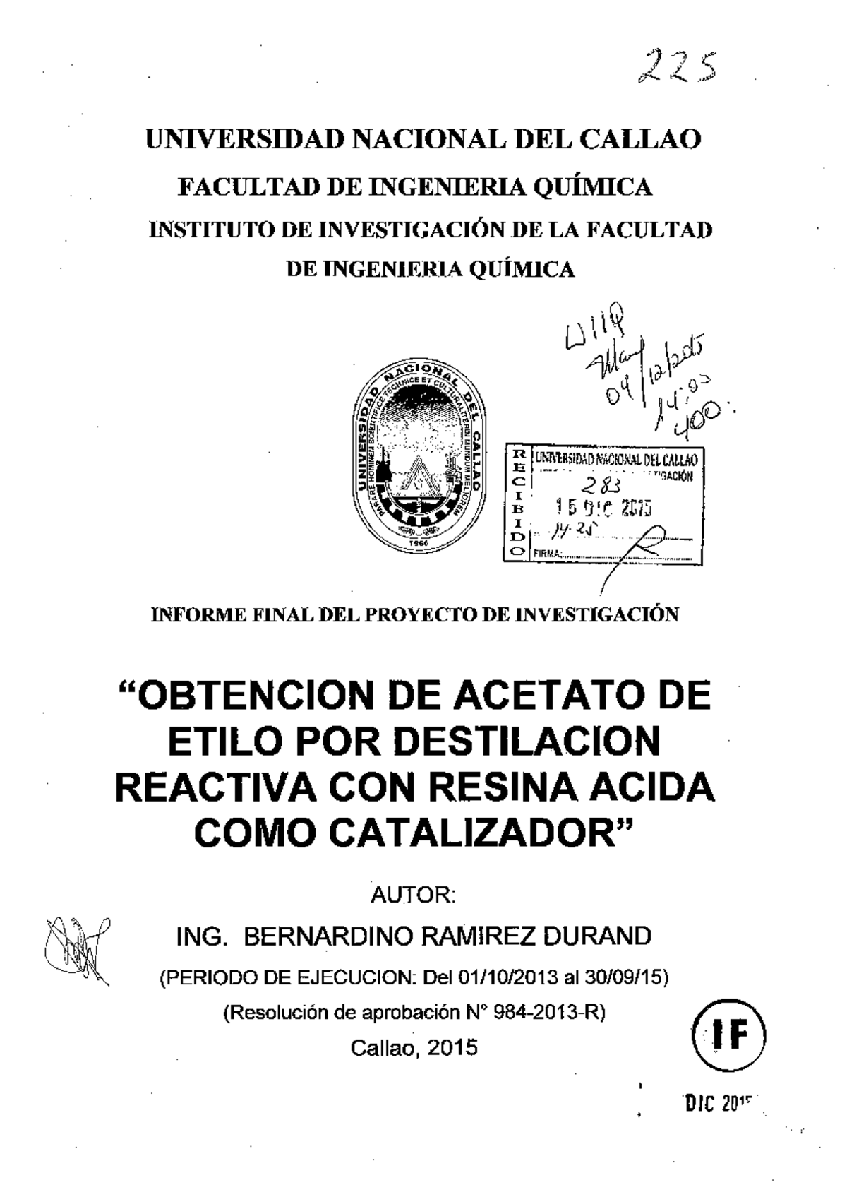 225 - "OBTENCION DE ACETATO DE ETILO POR DESTILACION REACTIVA CON ...