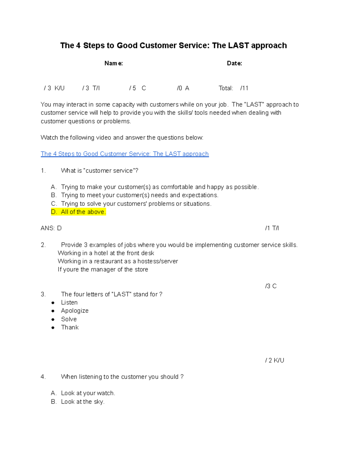 Copy of The 4 Steps to Good Customer Service The LAST approach ...
