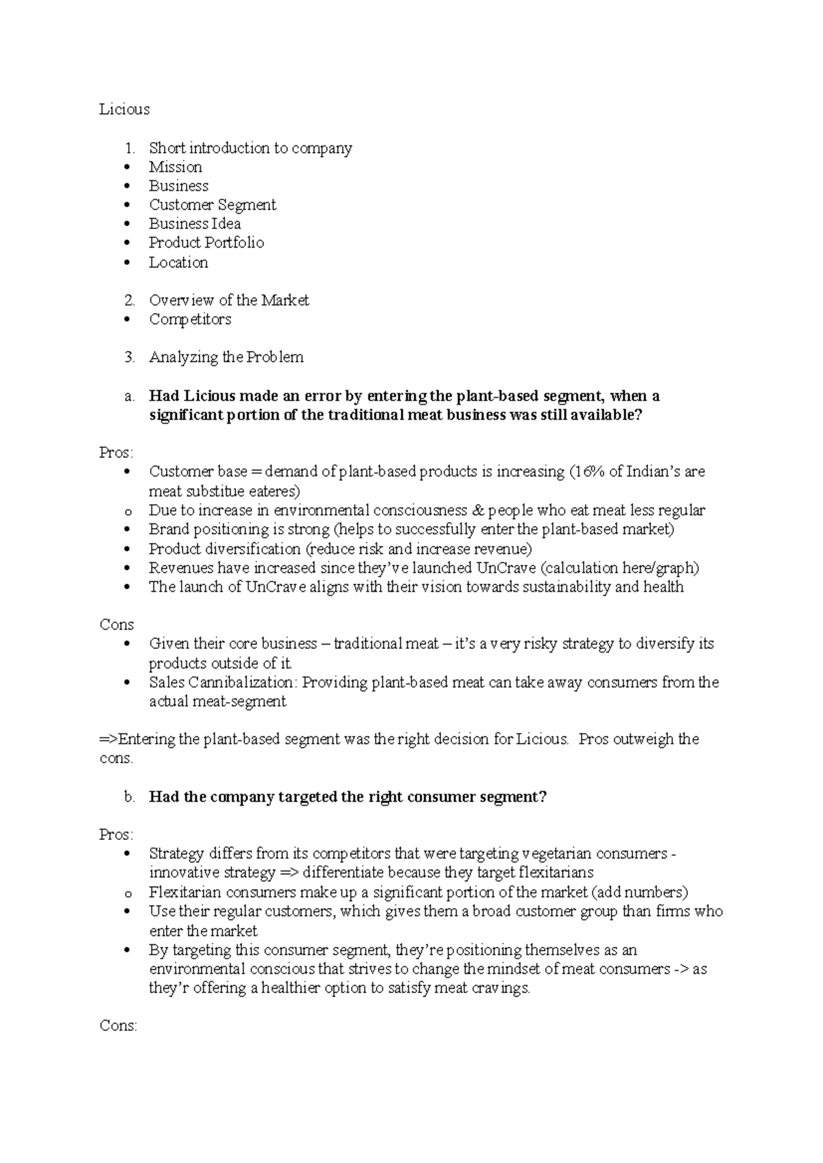 Licius Case - Notes - Licious 1. Short introduction to company Mission ...