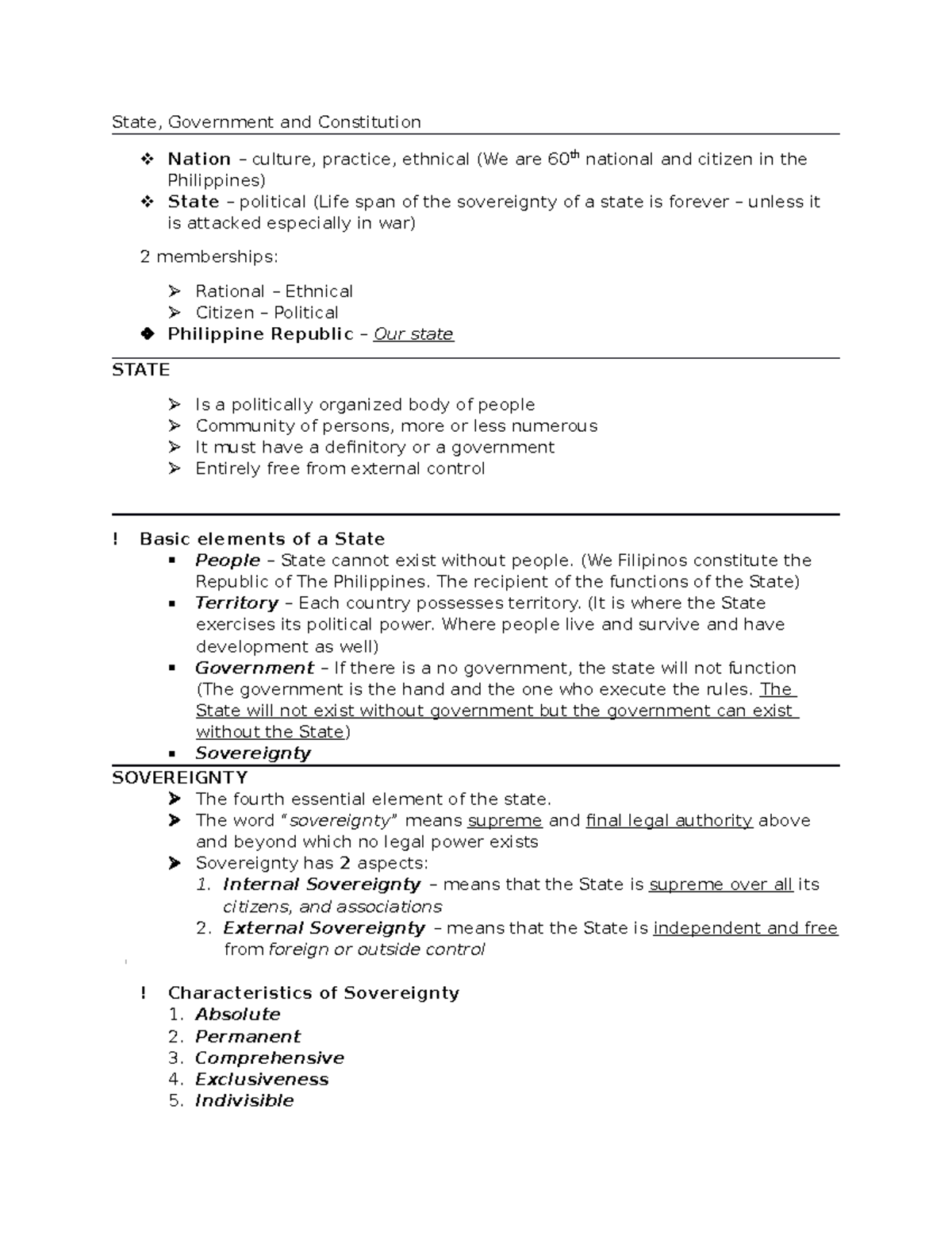 State Government and Constitution - (We Filipinos constitute the ...