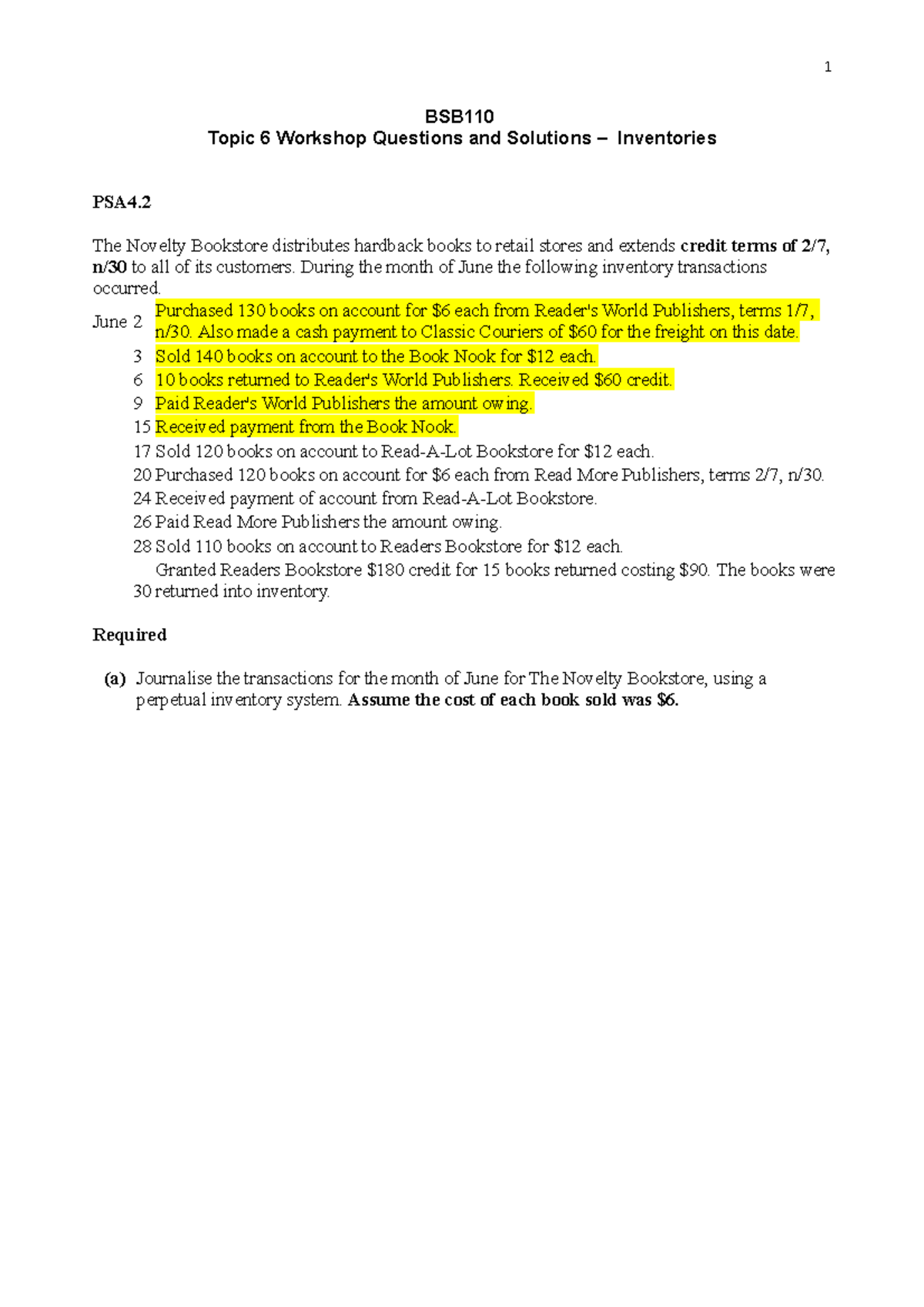 Topic 6 - Workshop - Student Questions and Solutions - ####### BSB ...