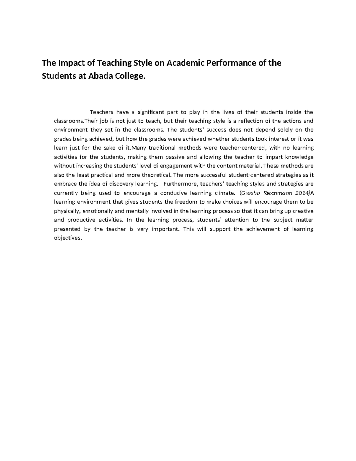 Research- Title - Summary Bachelor of Science in Secondary Education ...