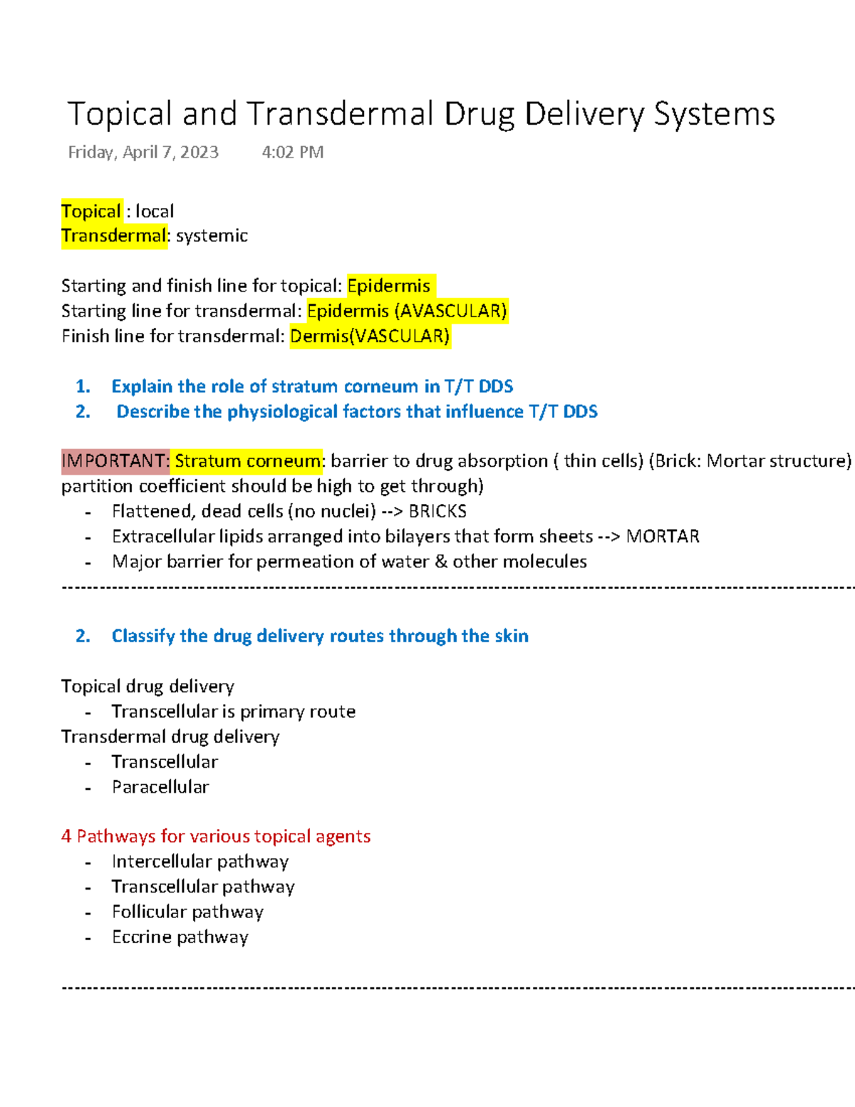 Topical and Transdermal Drug Delivery Systems - Topical : local ...