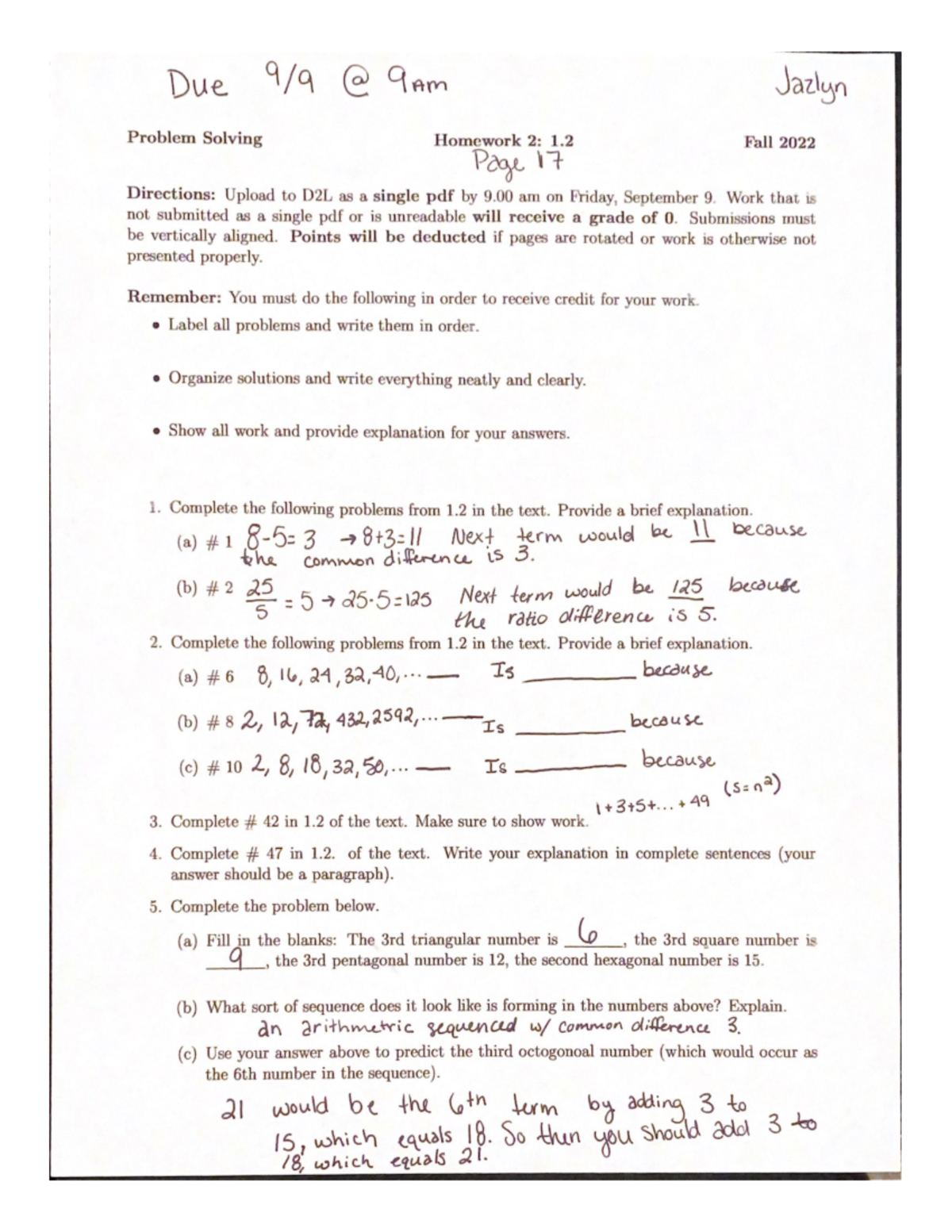 Homework 2 - Due 9Am Jazlyn Problem Solving Homework 2: 1 Fall 2022 ...