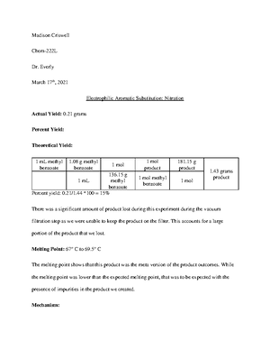 Salicylic Acid Lab Report - Madison Criswell Chem-221L A October 26th ...