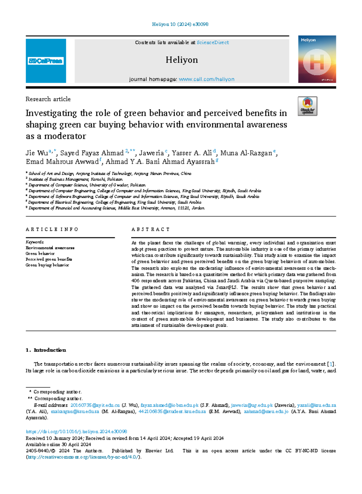 Investigating the role of green behavior and perceived benefits in ...