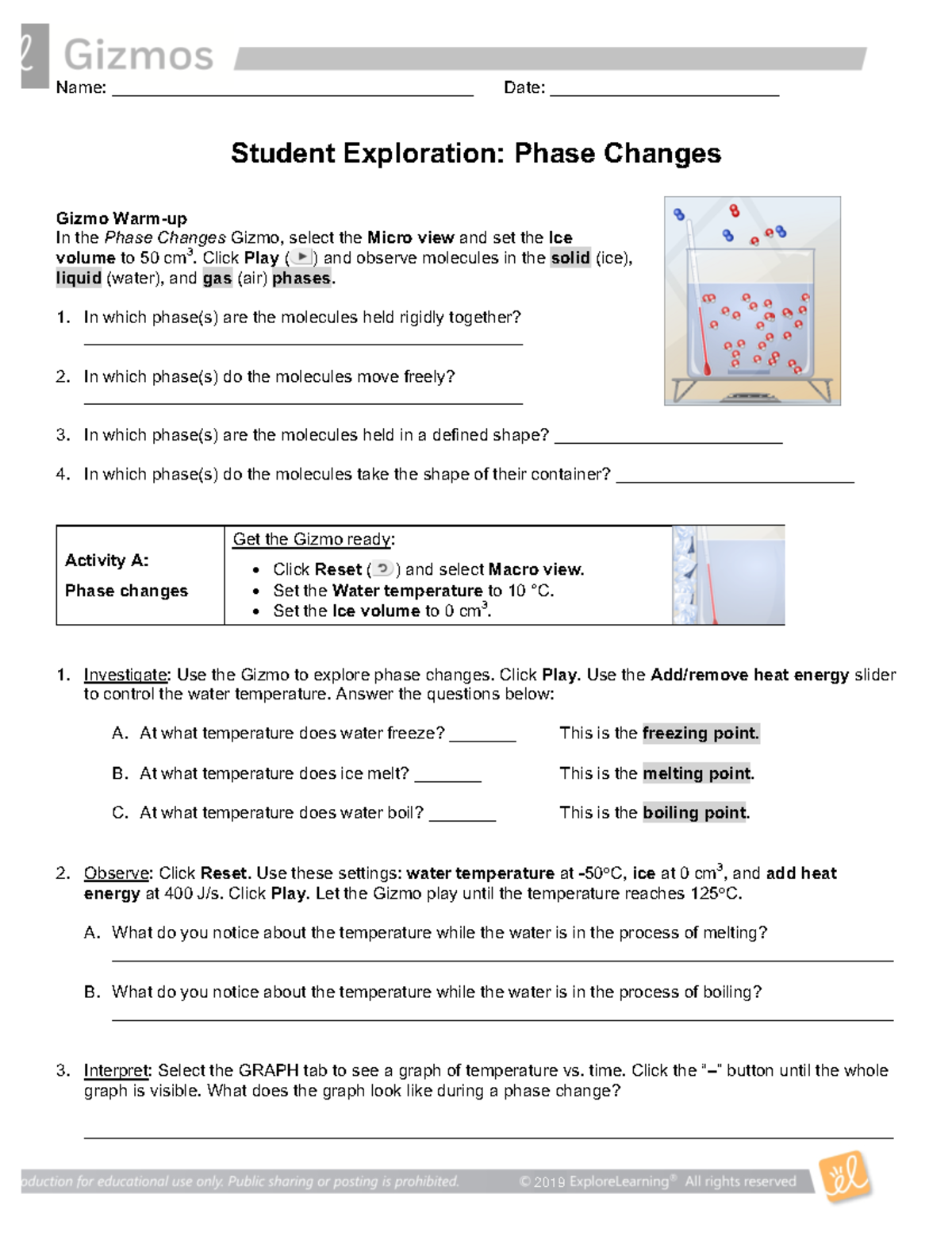 Phase Changes SE - Yup - Name ...