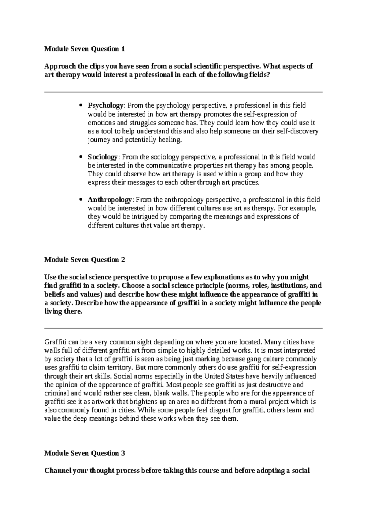SCS 200 Applied Social Sciences Module 7 - Module Seven Question 1 ...
