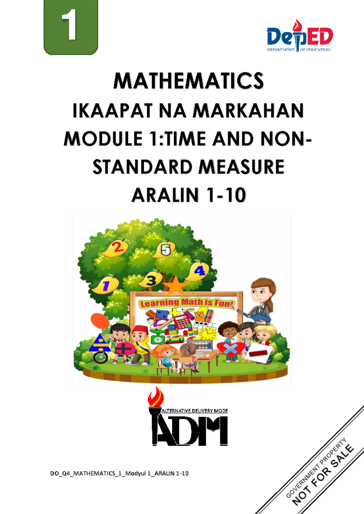 MATH 1 KS1 ADM Q4 SY2022 2023 - i DO_Q 4 _MATHEMATICS_1_Modyul 1_ARALIN 1 - 10 MATHEMATICS ...