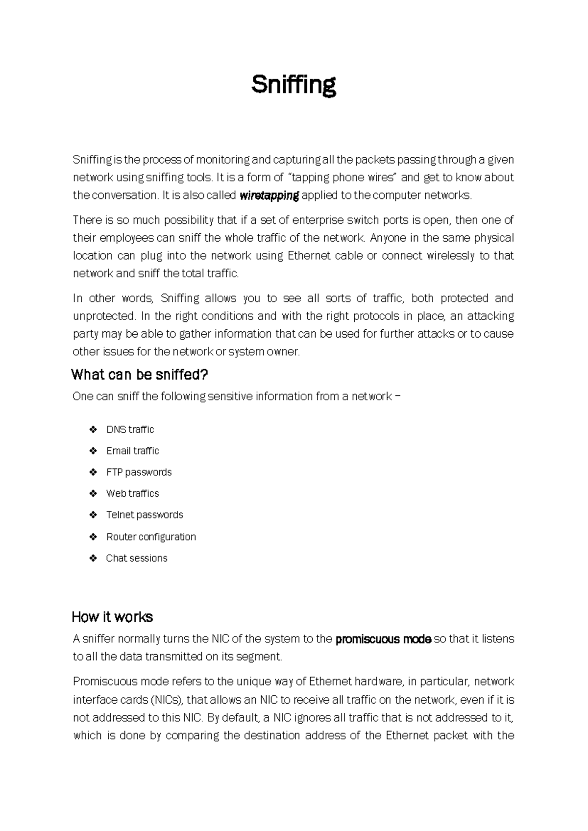 Sniffing - These are types of cyber security attack - Sniffing Sniffing ...