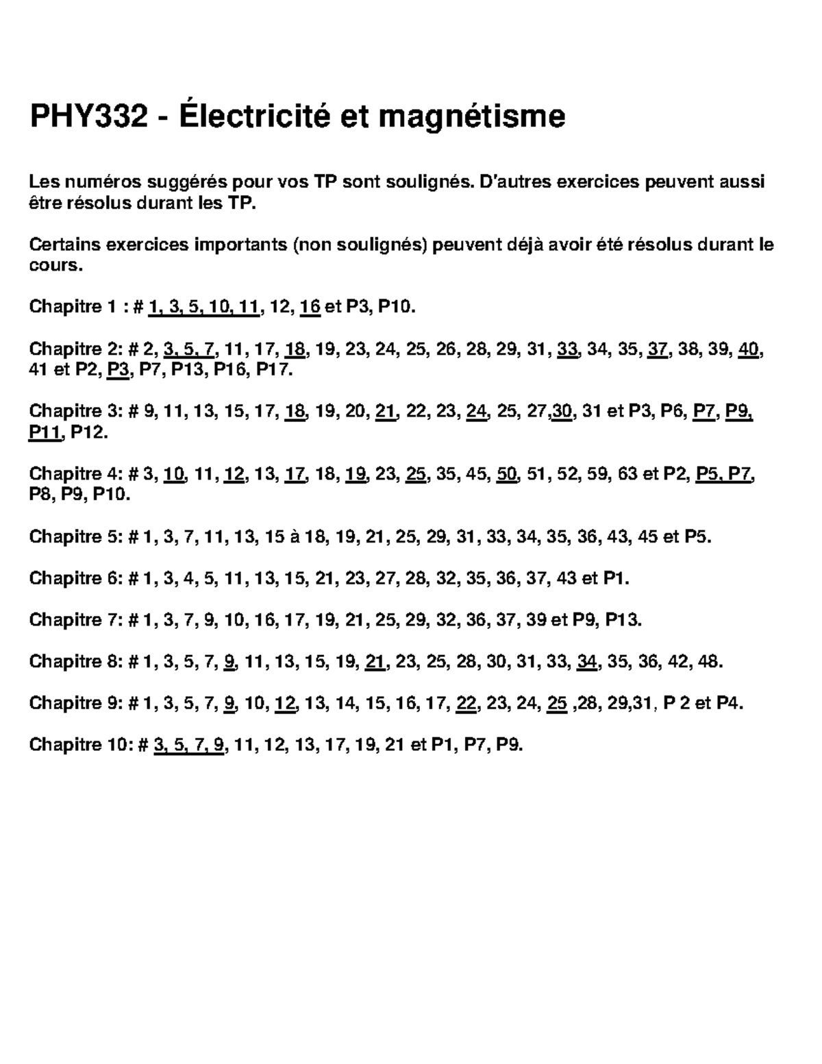 PHY332 TP - liste exercices bloc1 - PHY332 - Électricité et magnétisme ...