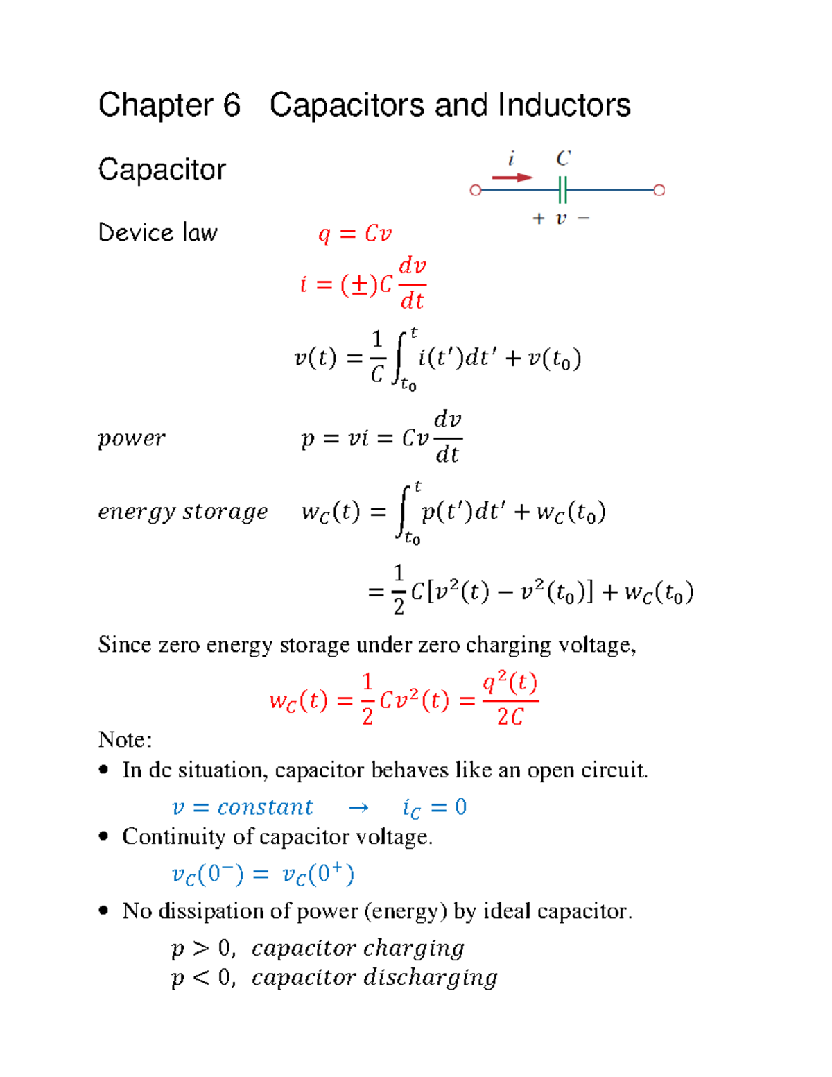 306 chapter 6 slides - Lecture notes 6 - Chapter 6 Capacitors and ...