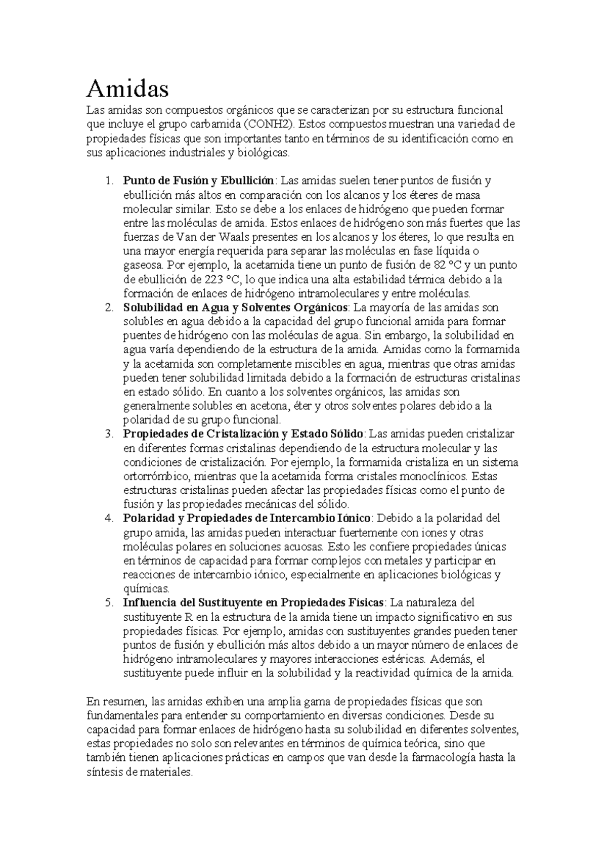 Amidas - Amidas Las amidas son compuestos orgánicos que se caracterizan ...