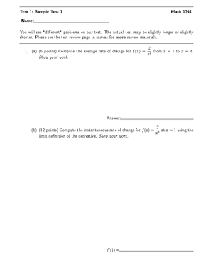 MATH 1341 Syllabus - Professor James Hudon - Math 1341 Calculus 1 for ...