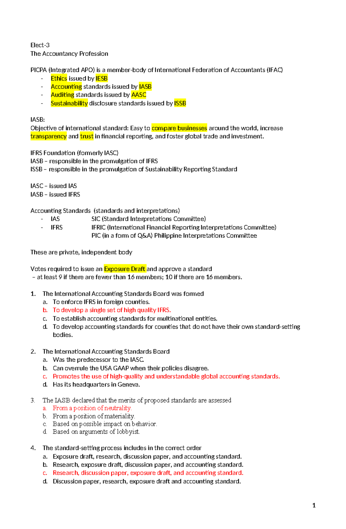 Conceptual Framework short summary - Elect- The Accountancy Profession ...