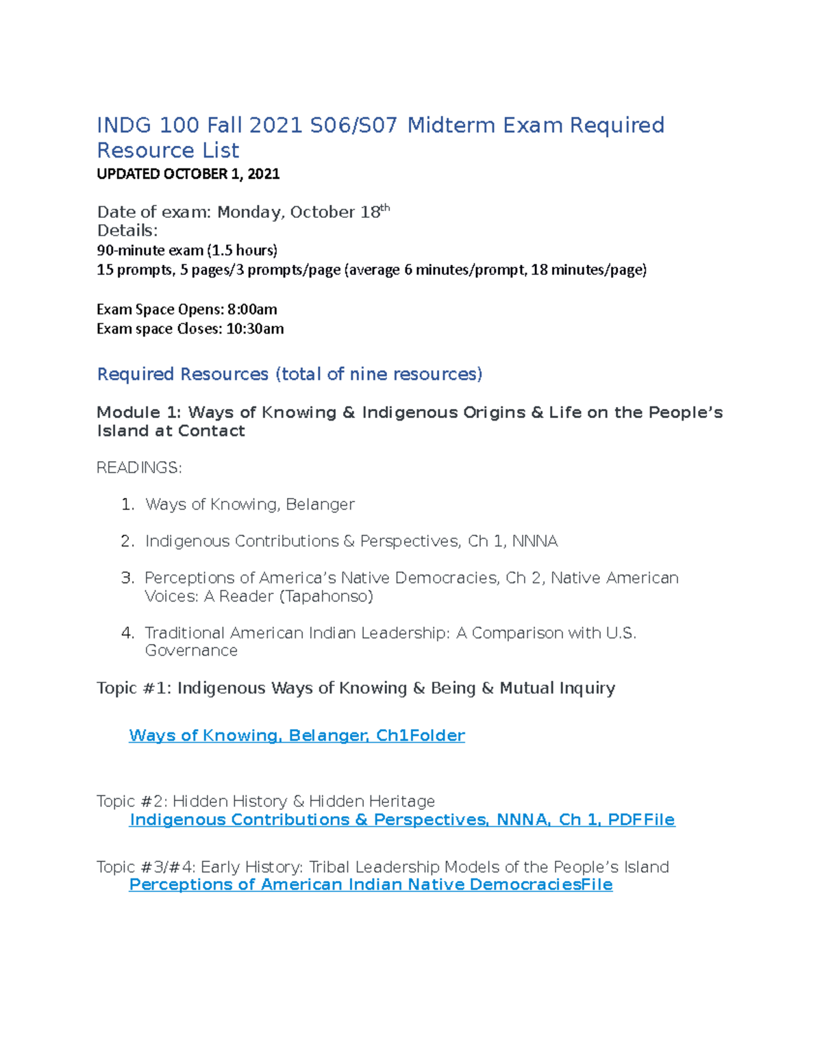 INDG 100 Midterm Instructions - INDG 100 - UR - Studocu