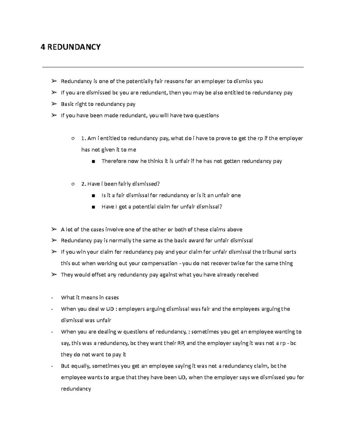 Labour law - redundancy - 4 REDUNDANCY Redundancy is one of the ...