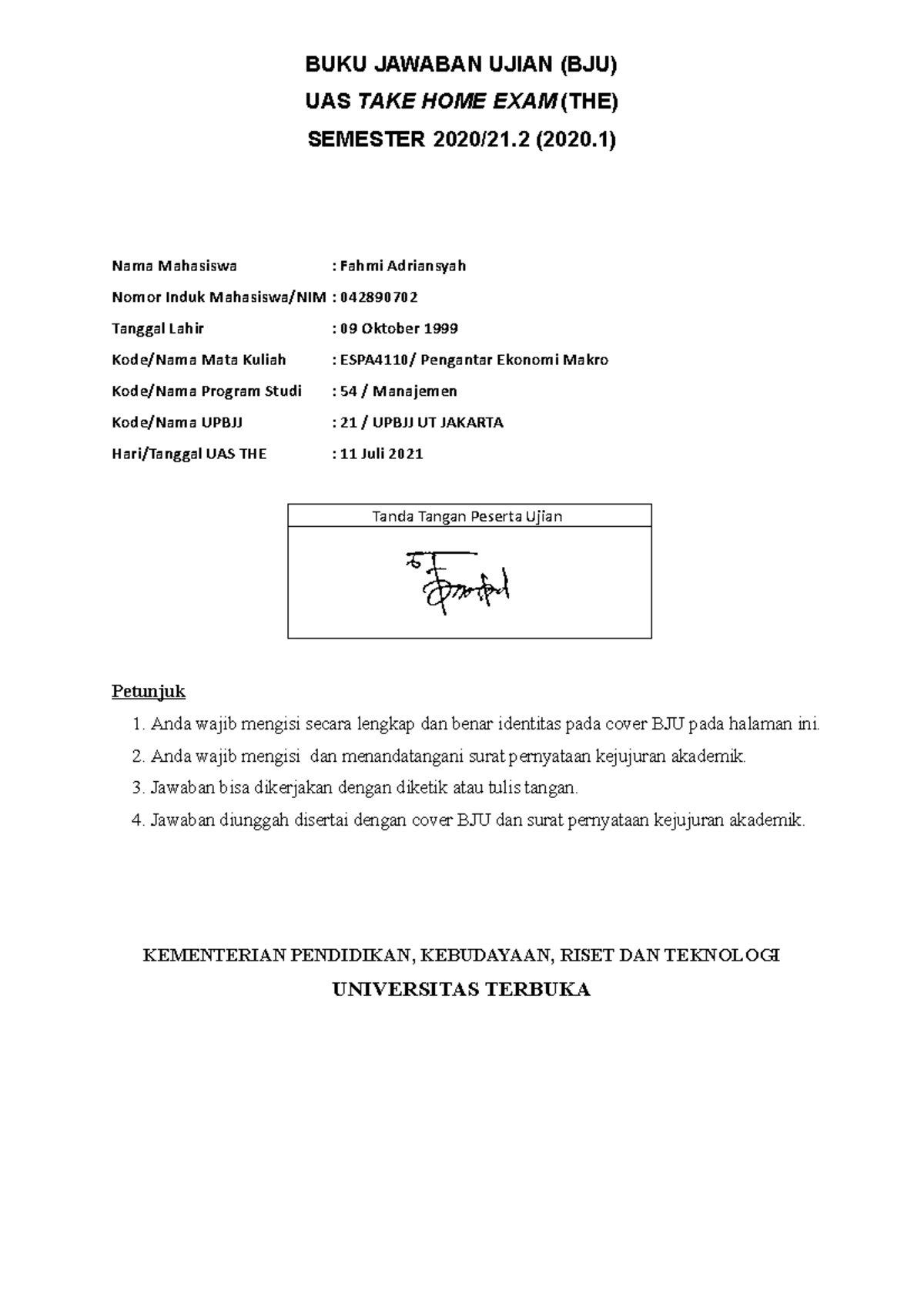 042890702 ESPA4110 Pengantar Ekonomi Makro (Auto Recovered) - BUKU JAWABAN UJIAN (BJU) UAS TAKE ...