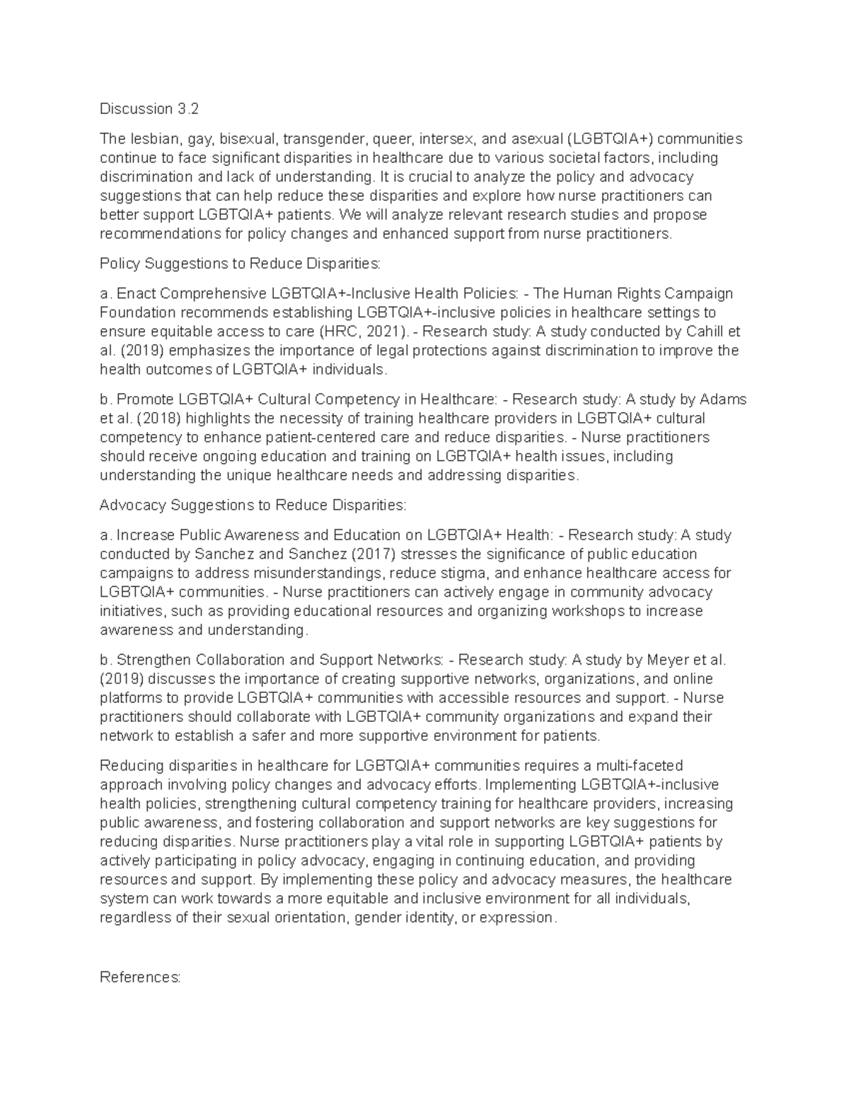 Discussion 3.2 Lgbtqia+ Disparities - Discussion 3. The lesbian, gay ...