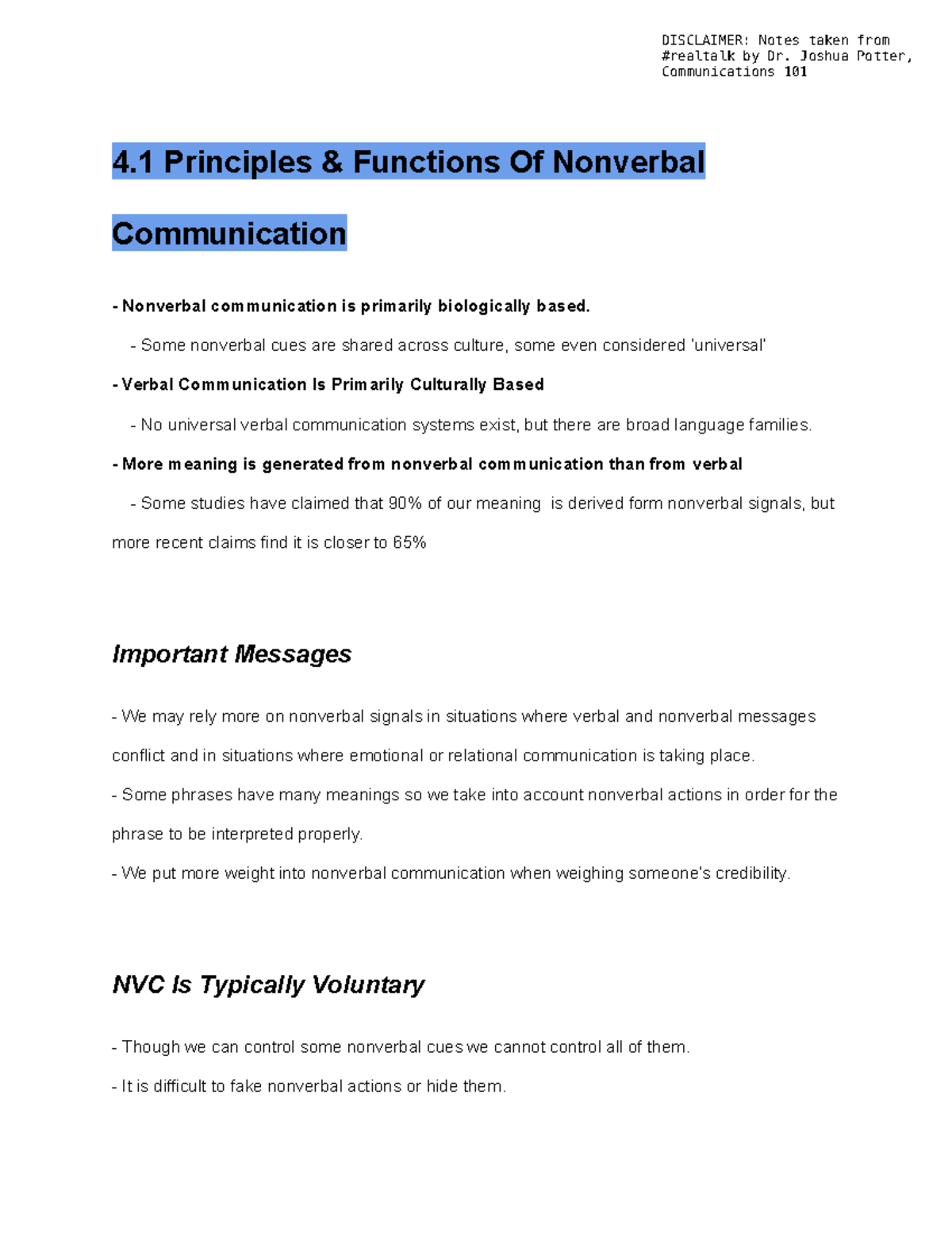 CMST101 - #realtalk CHP4.1-4.3 Notes - 4 Principles & Functions Of ...