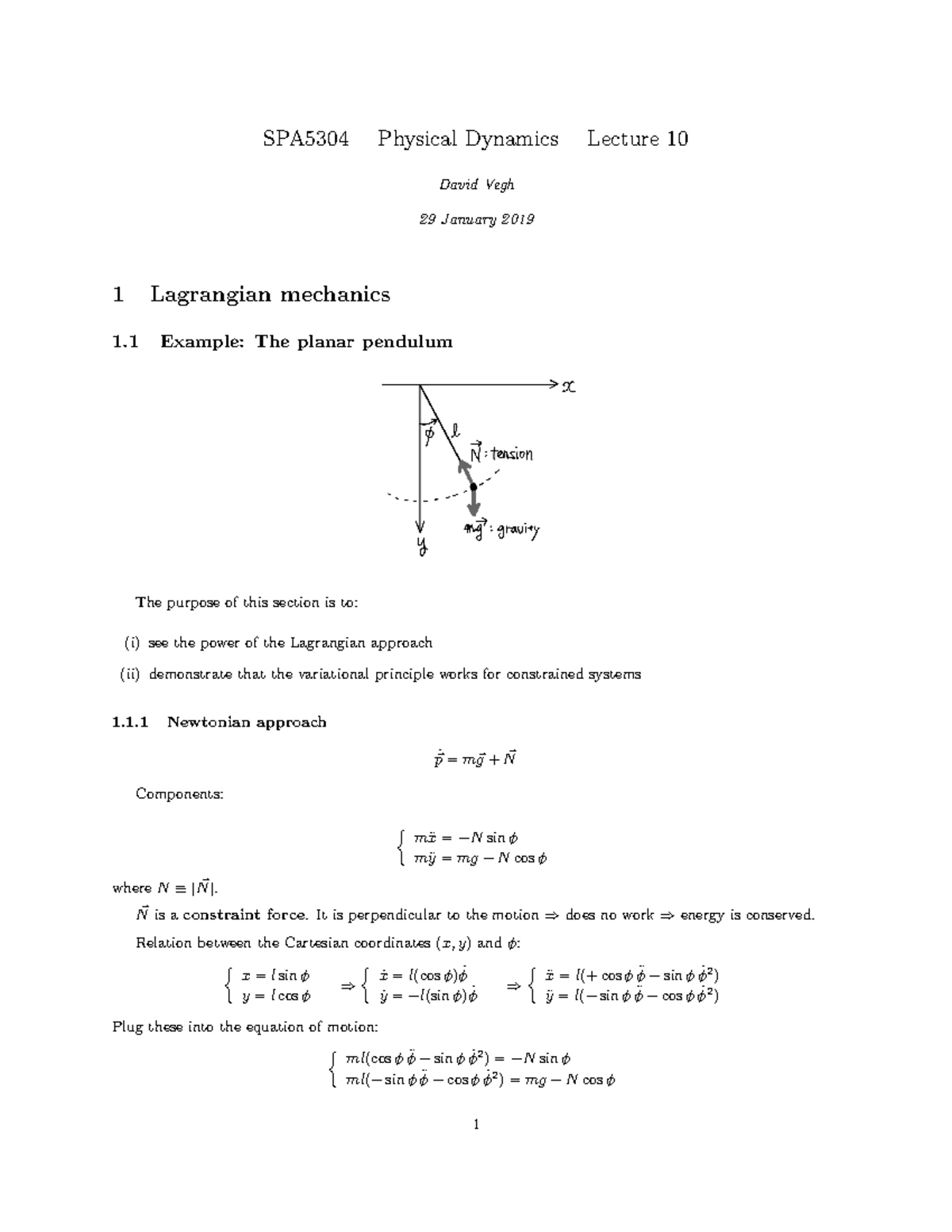 PHD-lecture 10 - PhD Physical Dynamics - Lecture 10 (QMUL) - SPA5304 ...