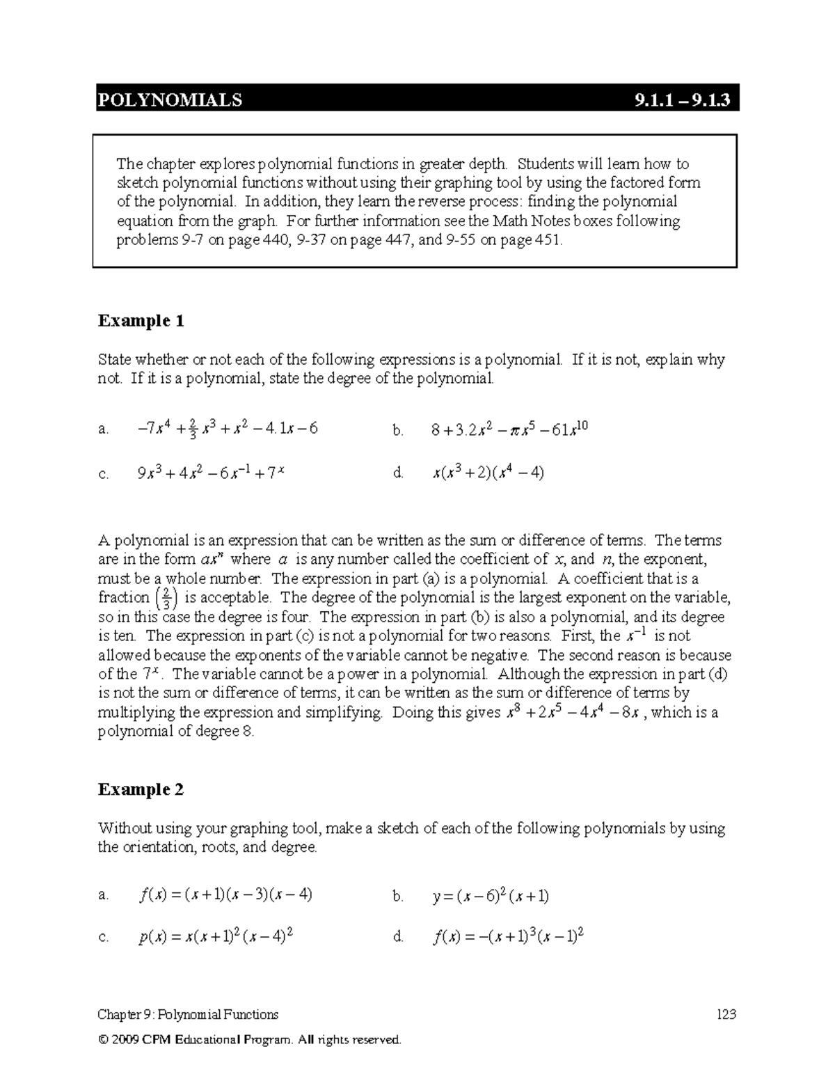 Polynomial practice Unit 3 with solutions - Chapter 9: Polynomial ...