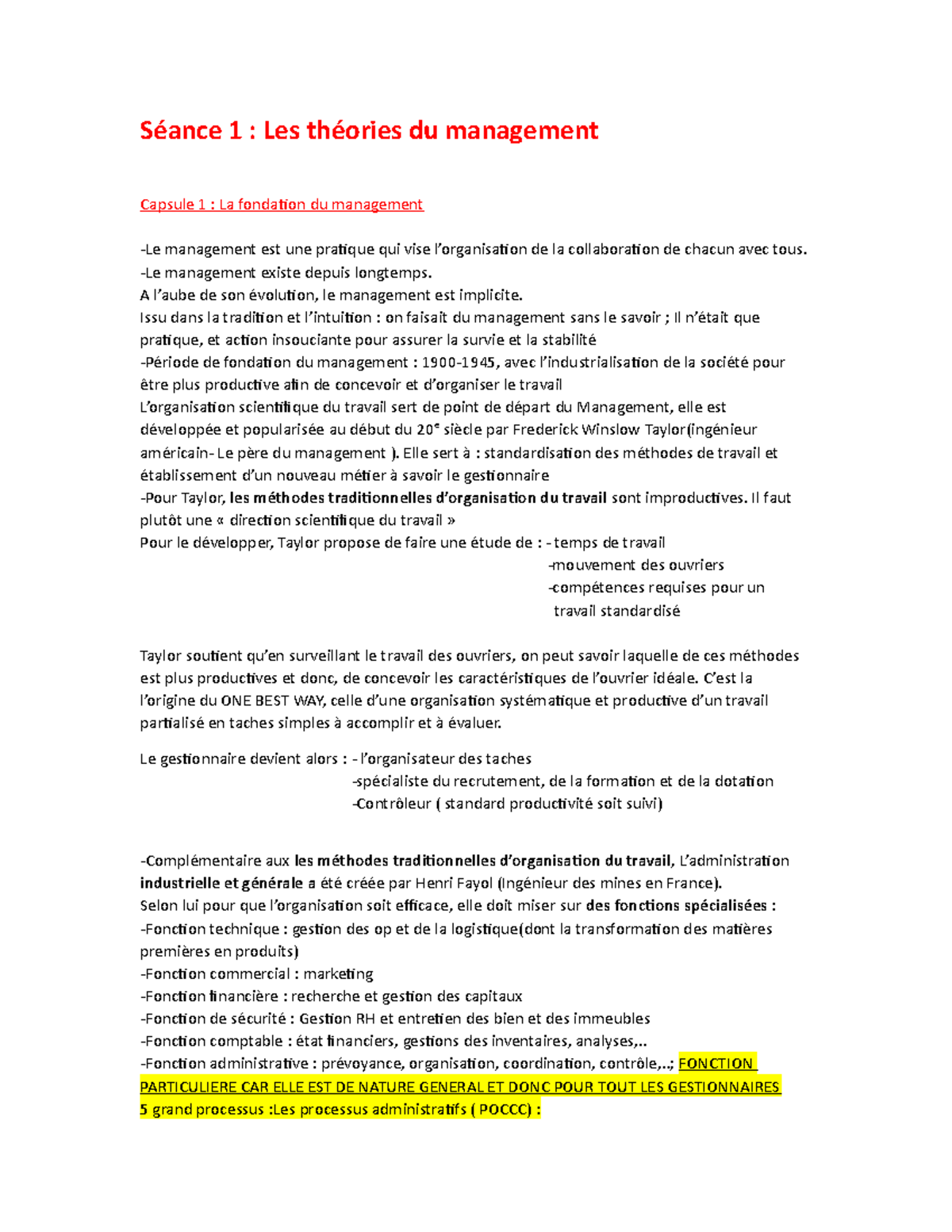 Cours capsule 1 a 12 - Séance 1 : Les théories du management Capsule 1 ...