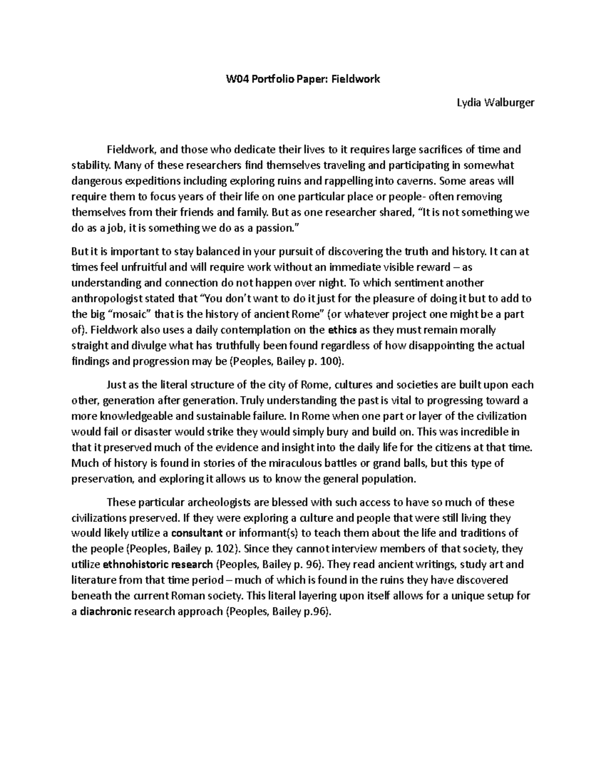 Week 4 Portfolio Paper - Fieldwork - W04 Portfolio Paper: Fieldwork ...