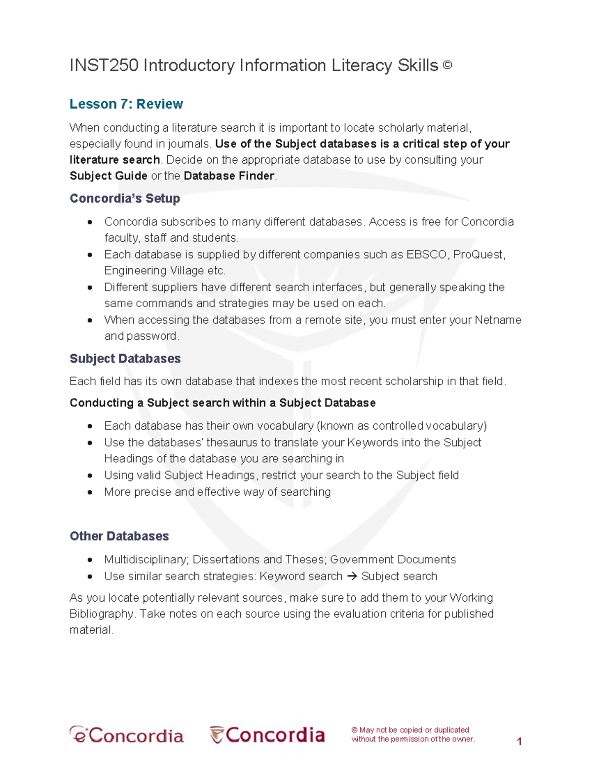 L7 review - Lesson 7 summary - 1 © May not be copied or duplicated ...
