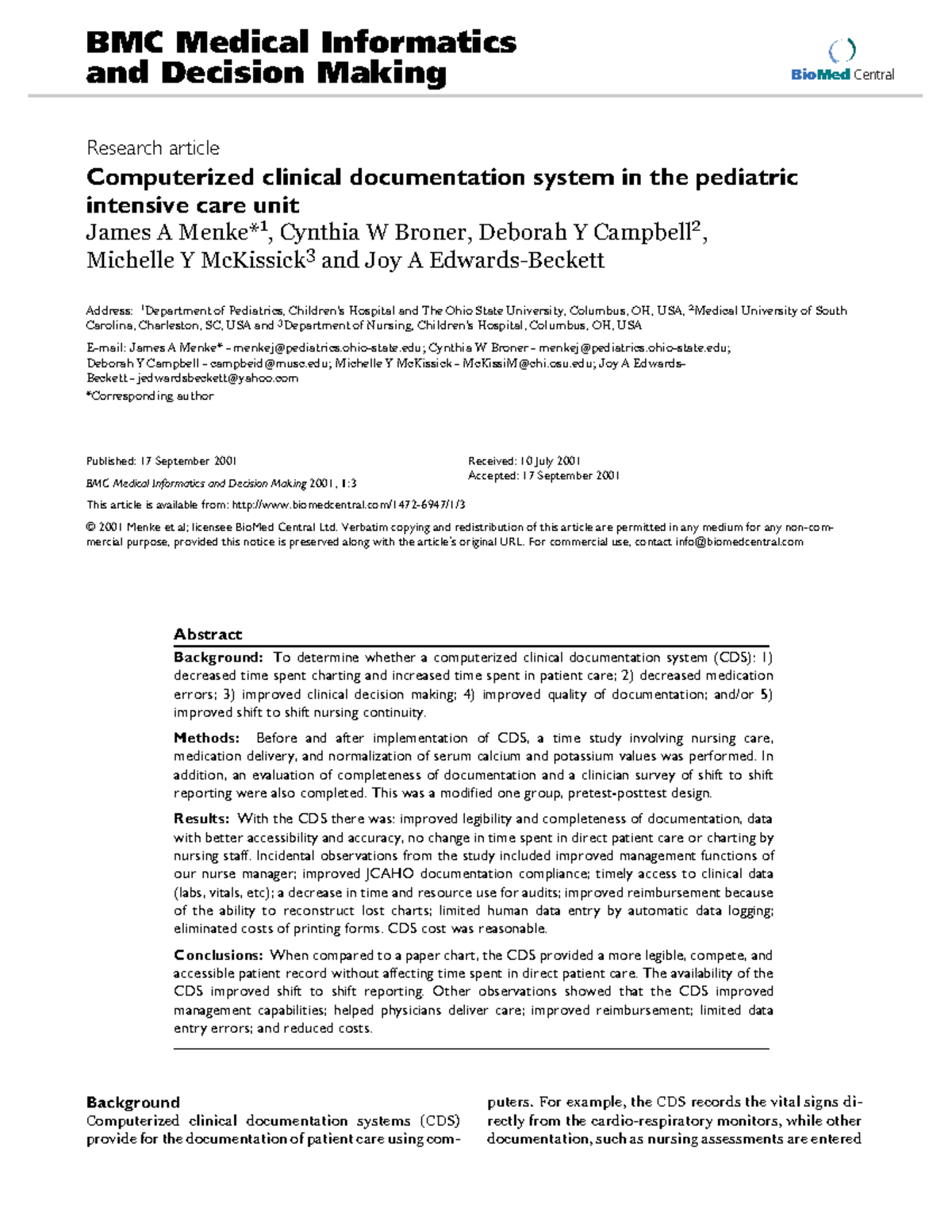 Computerized clinical documentation system in the pediatric intensive ...