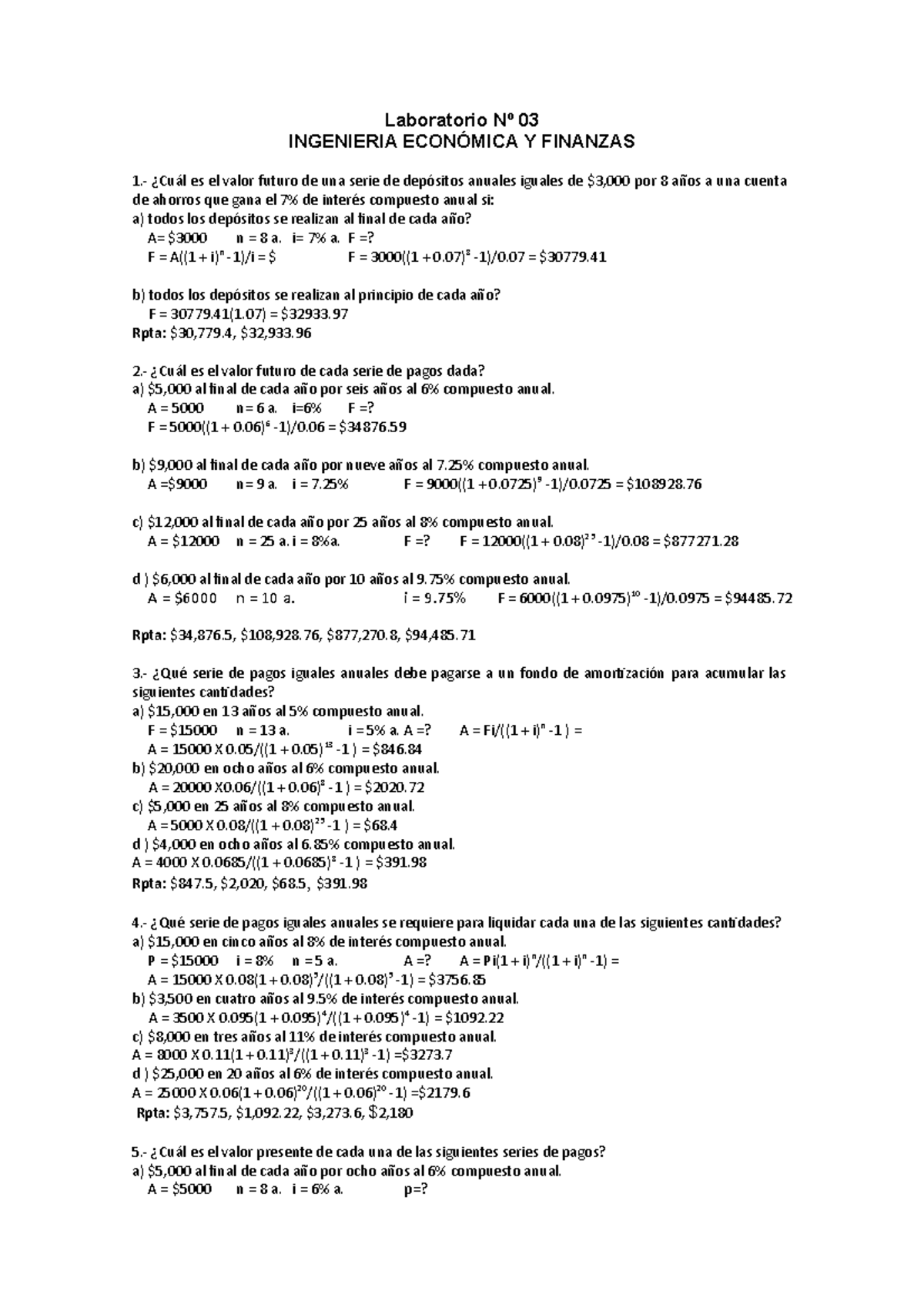 Sesión 7 - examen - Laboratorio Nº 03 INGENIERIA ECONÓMICA Y FINANZAS 1 ...