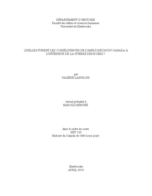cours 4 et 5 histoire du canada après 1840 - Notes His du Canada avant ...