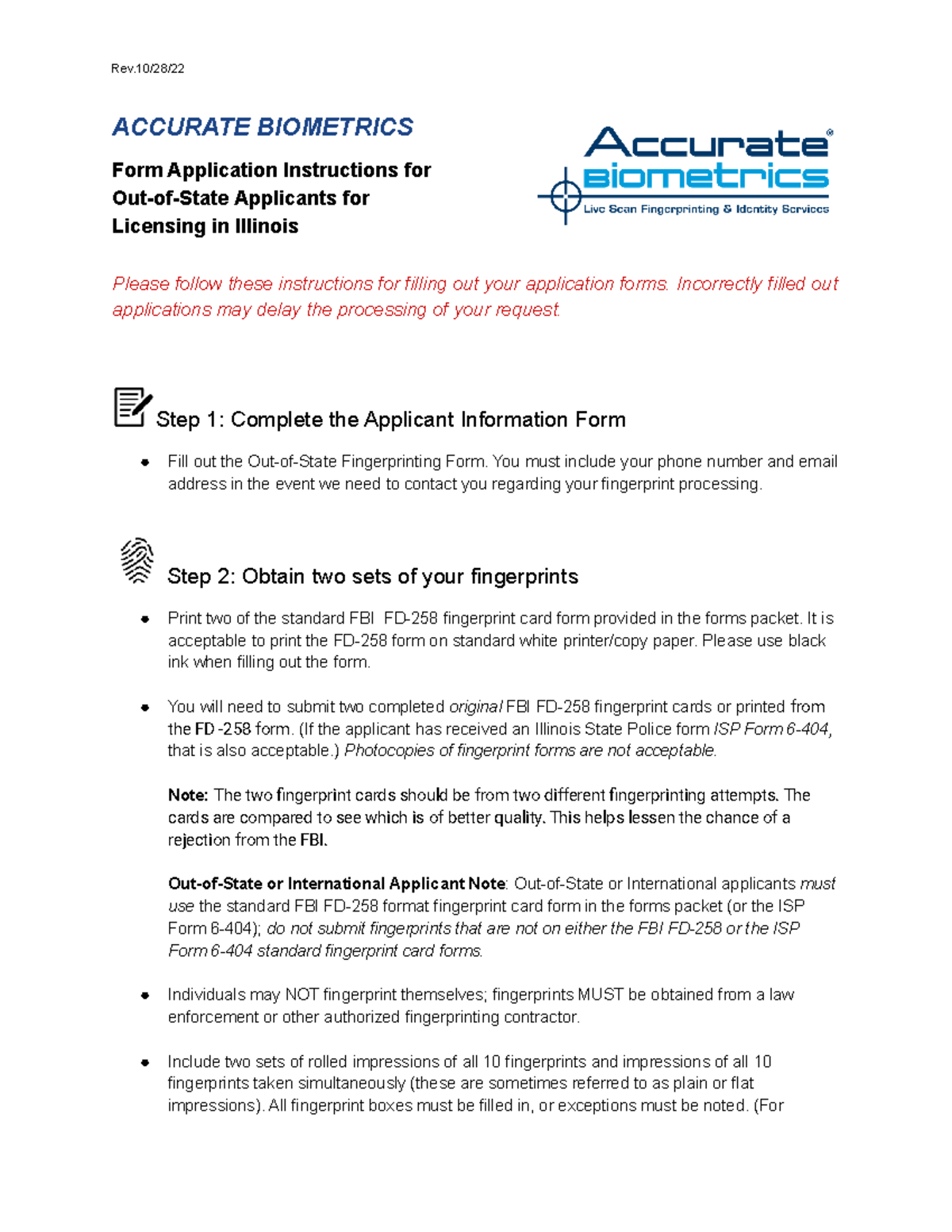 Out-of-State Forms-Packet 102822 - Rev/28/ ACCURATE BIOMETRICS ...