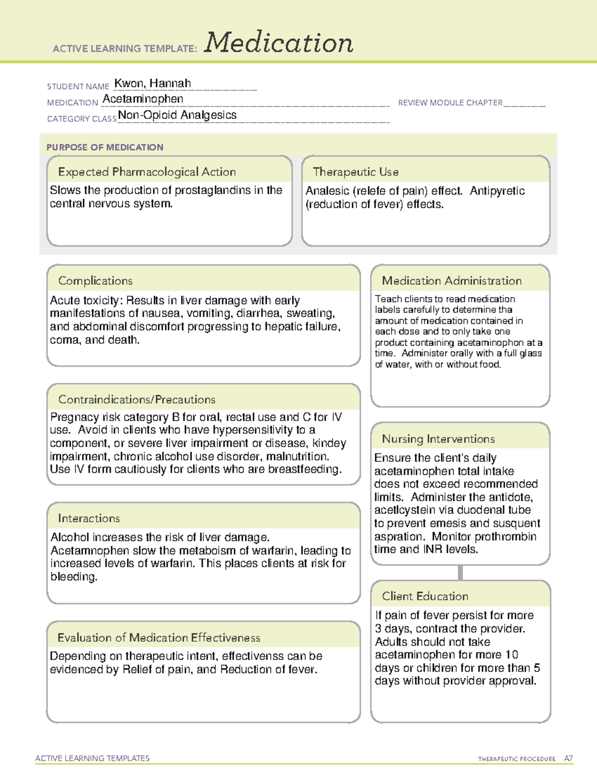 Acetaminophen-1 - assignments - ACTIVE LEARNING TEMPLATES TherapeuTic ...