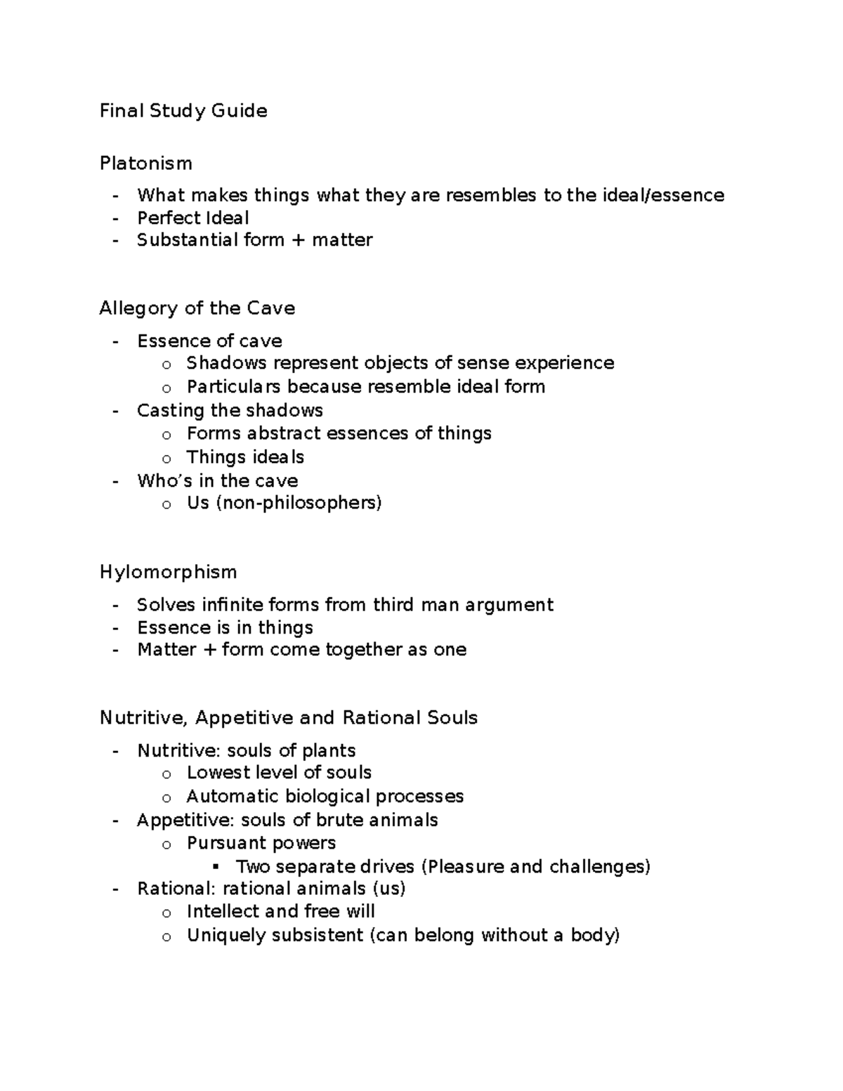 Final Exam Study Guide - Full summary of discovering philosophy ...