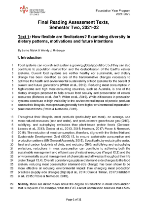Final Reading Assessment Texts Semester One 2021-22 - 2021- Final ...