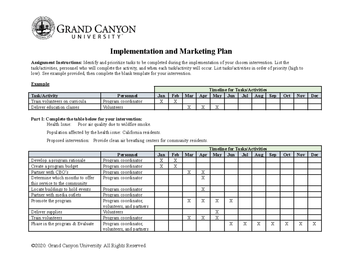 Implementation Marketing Plan Completed - Implementation and Marketing ...