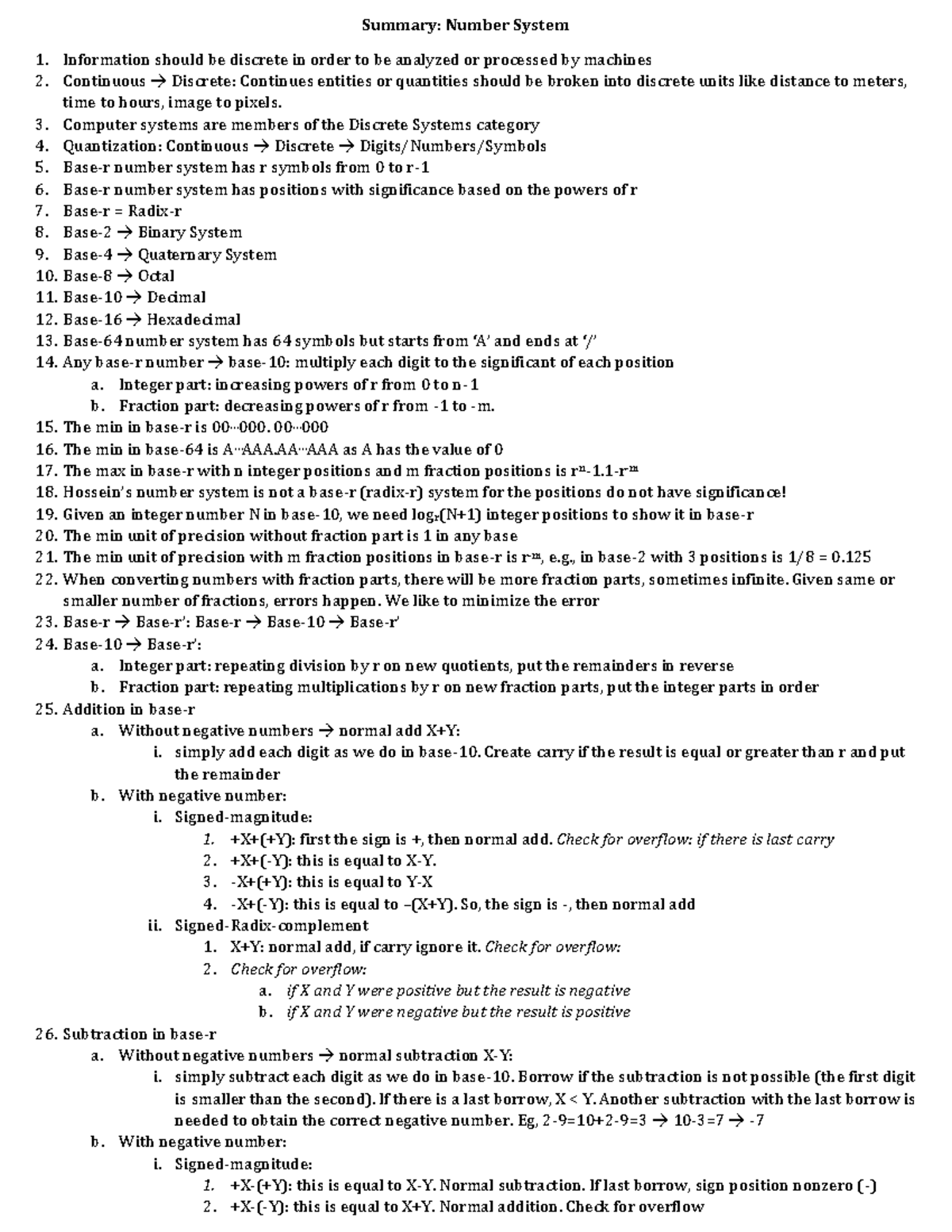 Number Systems Cheat Sheet - Summary: Number System Information should ...