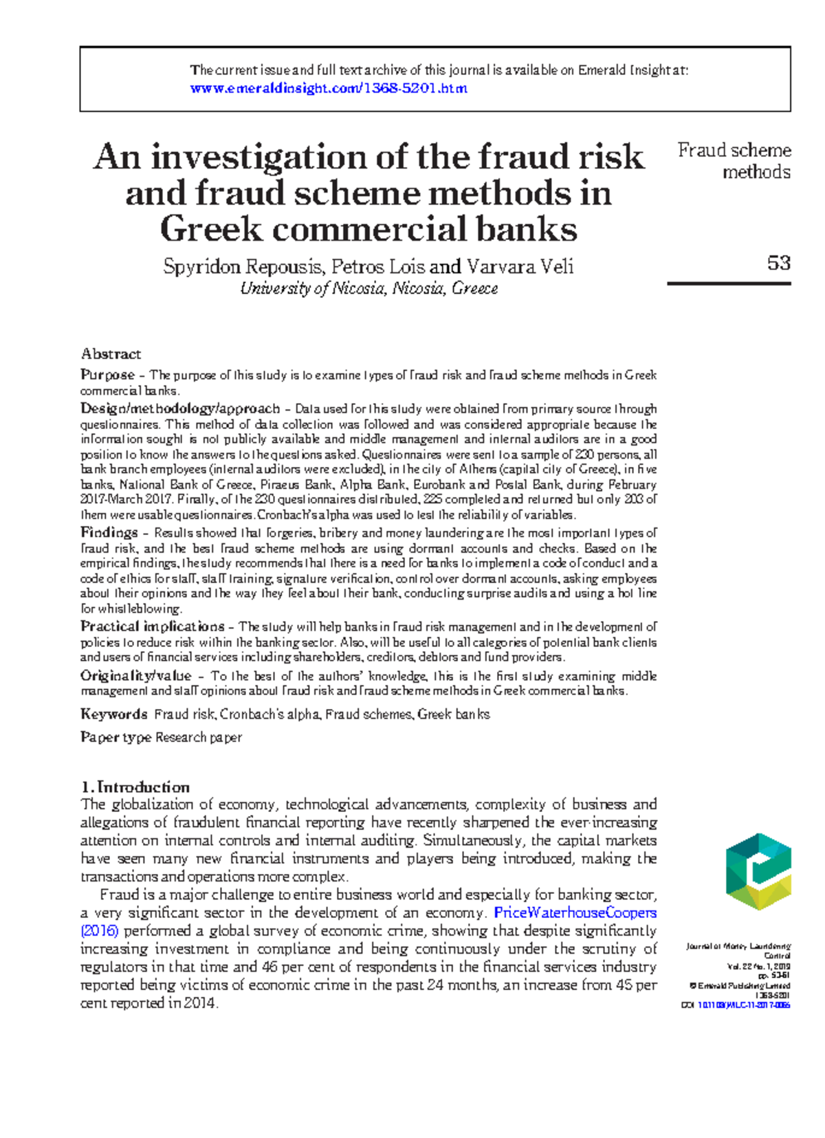 1. An investigation of the fraud risk and fraud scheme methods in Greek ...
